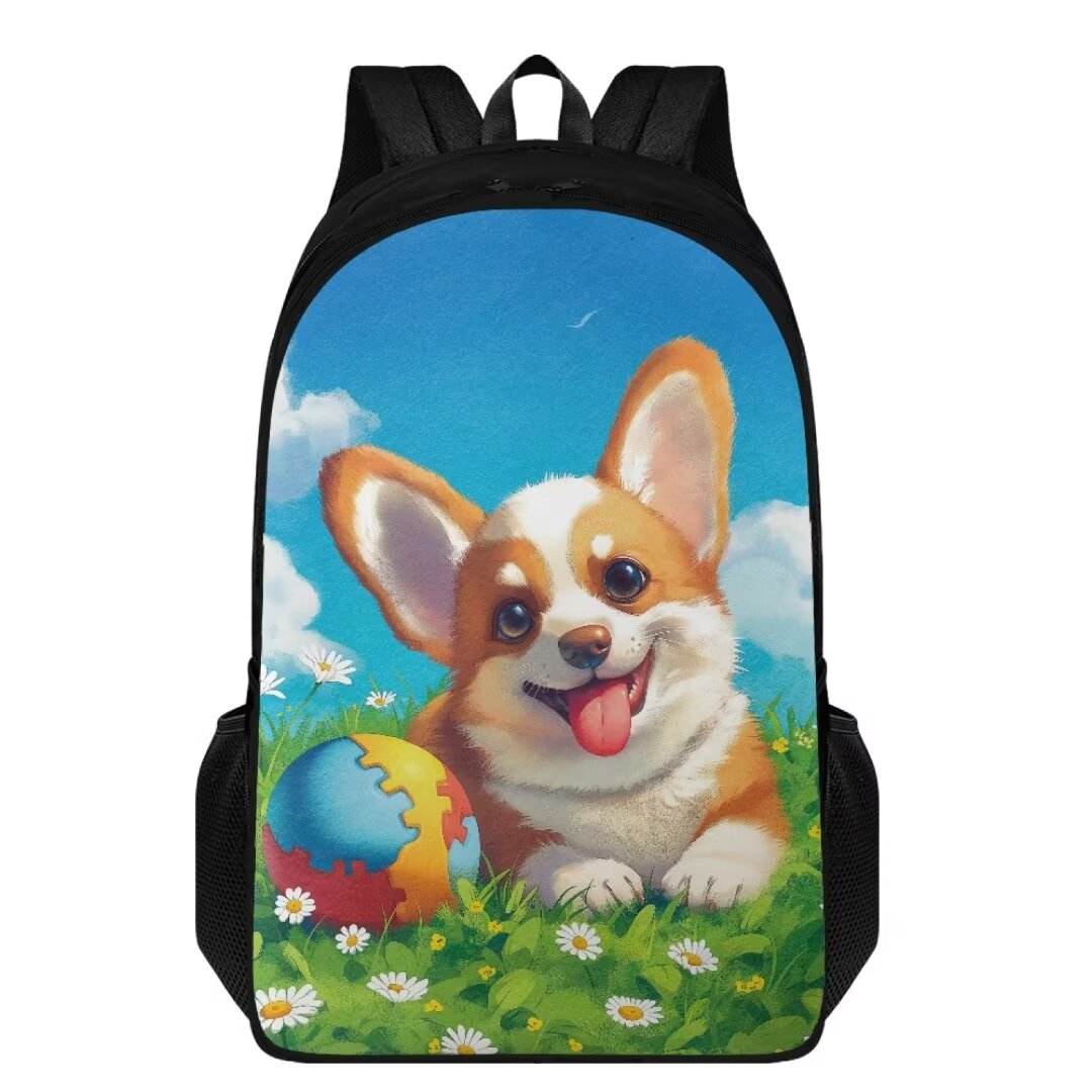 Jeiento Shiba Inu＆Ball Shoulder Backpack for Teens Kawaii Bookbag for ...