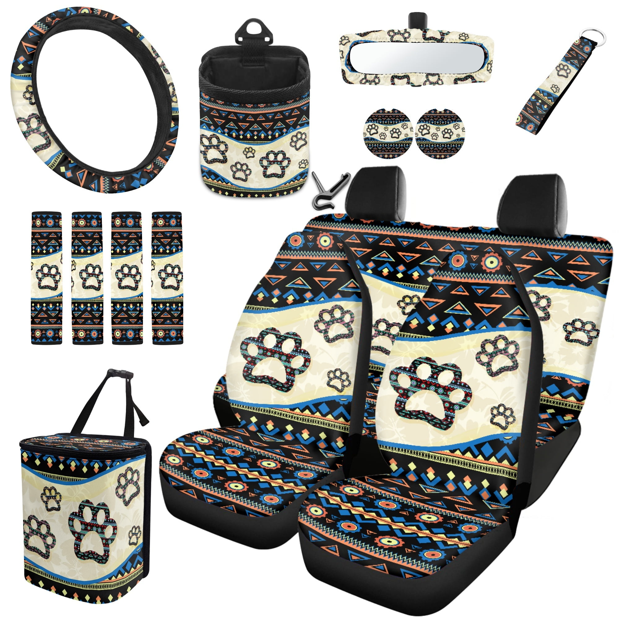 Jeiento Southwest Aztec Car Seat Cover Full Set with Steering Wheel ...