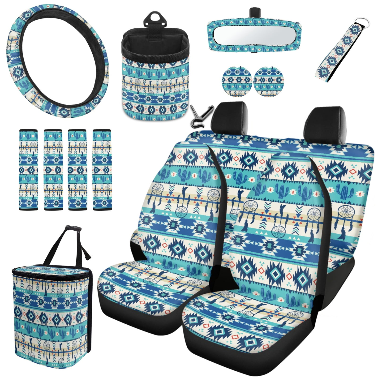 Jeiento Southwest Aztec Car Seat Covers Front Back Seats Set 15 Piece ...