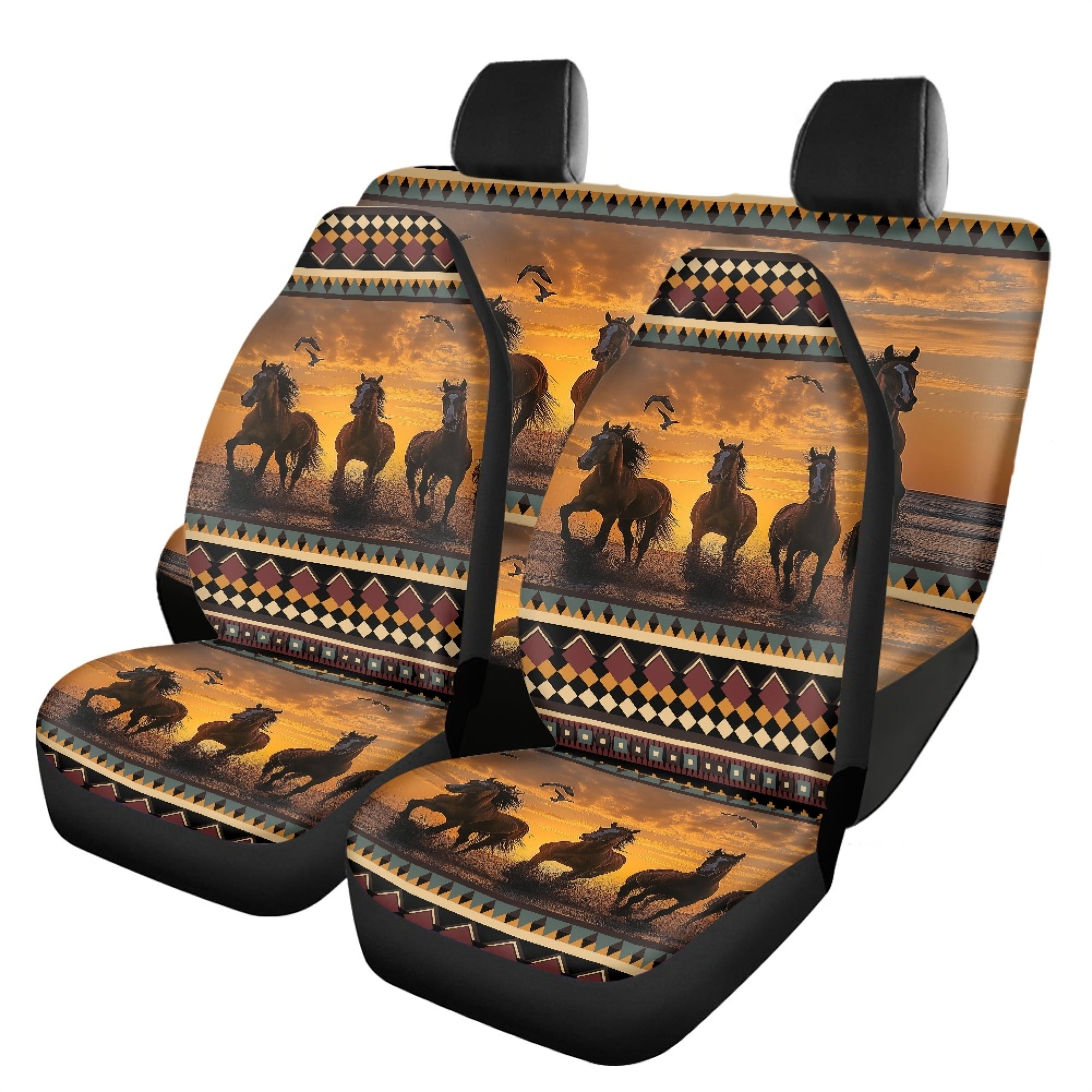 Jeiento Southwest Aztec Car Seat Covers Set of 4 Western Horse Front ...