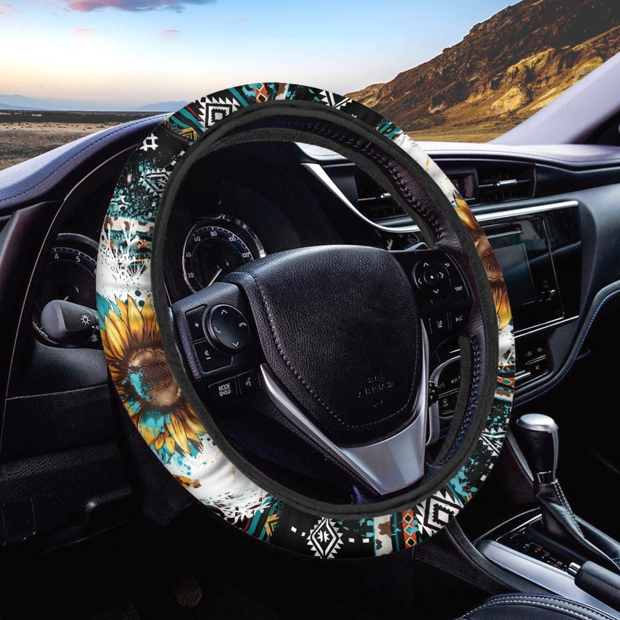 Jeiento Southwest Aztec Car Steering Wheel Covers, Sunflower Neoprene ...