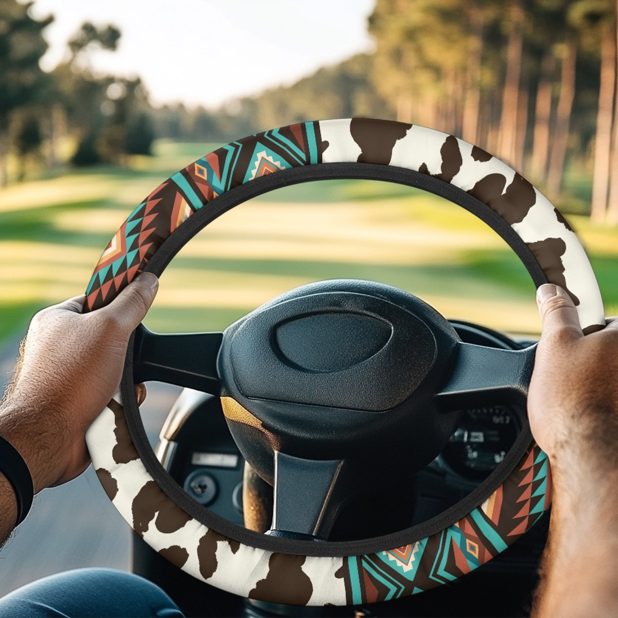 Jeiento Southwest Aztec Golf Cart Steering Wheel Cover for Women Men ...
