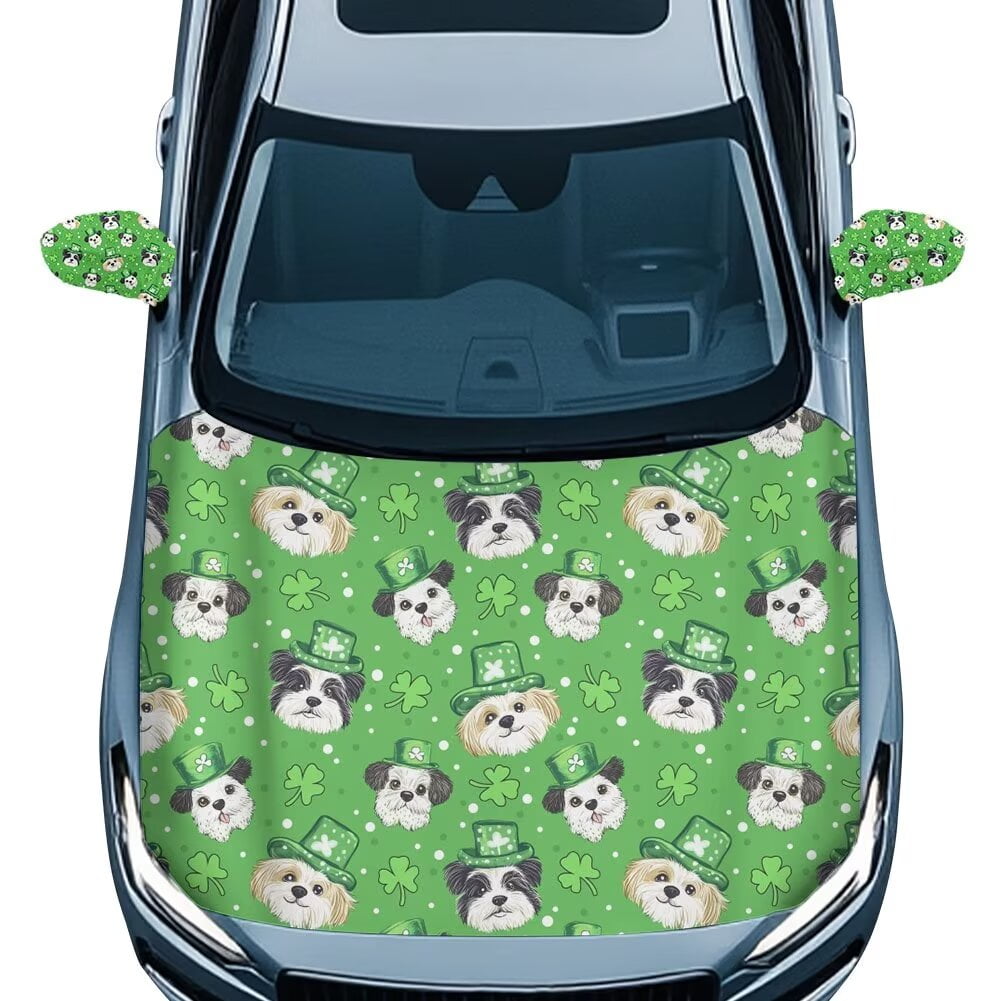 Jeiento St Patrick's Day Dogs Car Hood Cover Pack with Mirror Covers ...