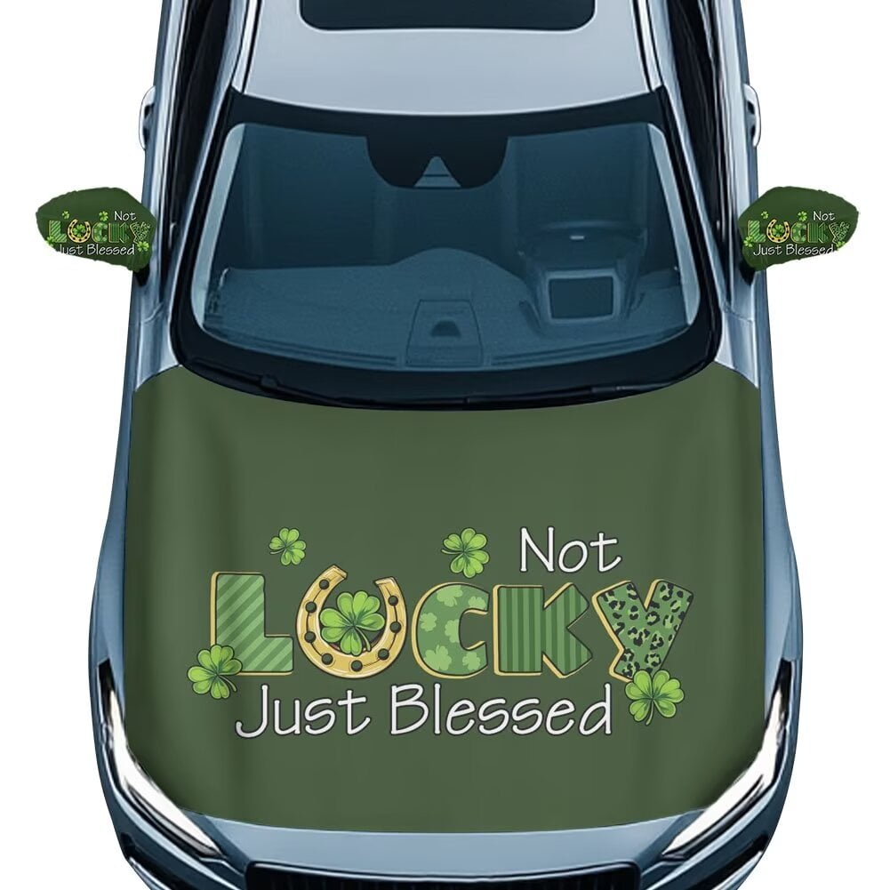 Jeiento St Patrick's Day Horseshoe Clovers Car Hood Cover Set with ...