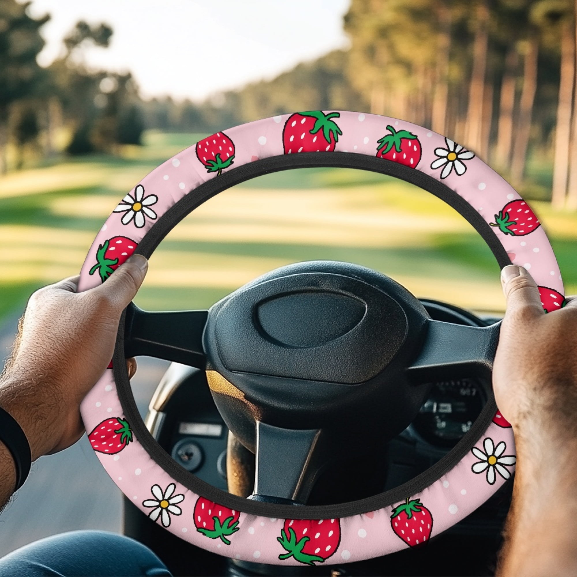 Jeiento Strawberry Golf Cart Steering Wheel Cover Pink Golf Cart ...