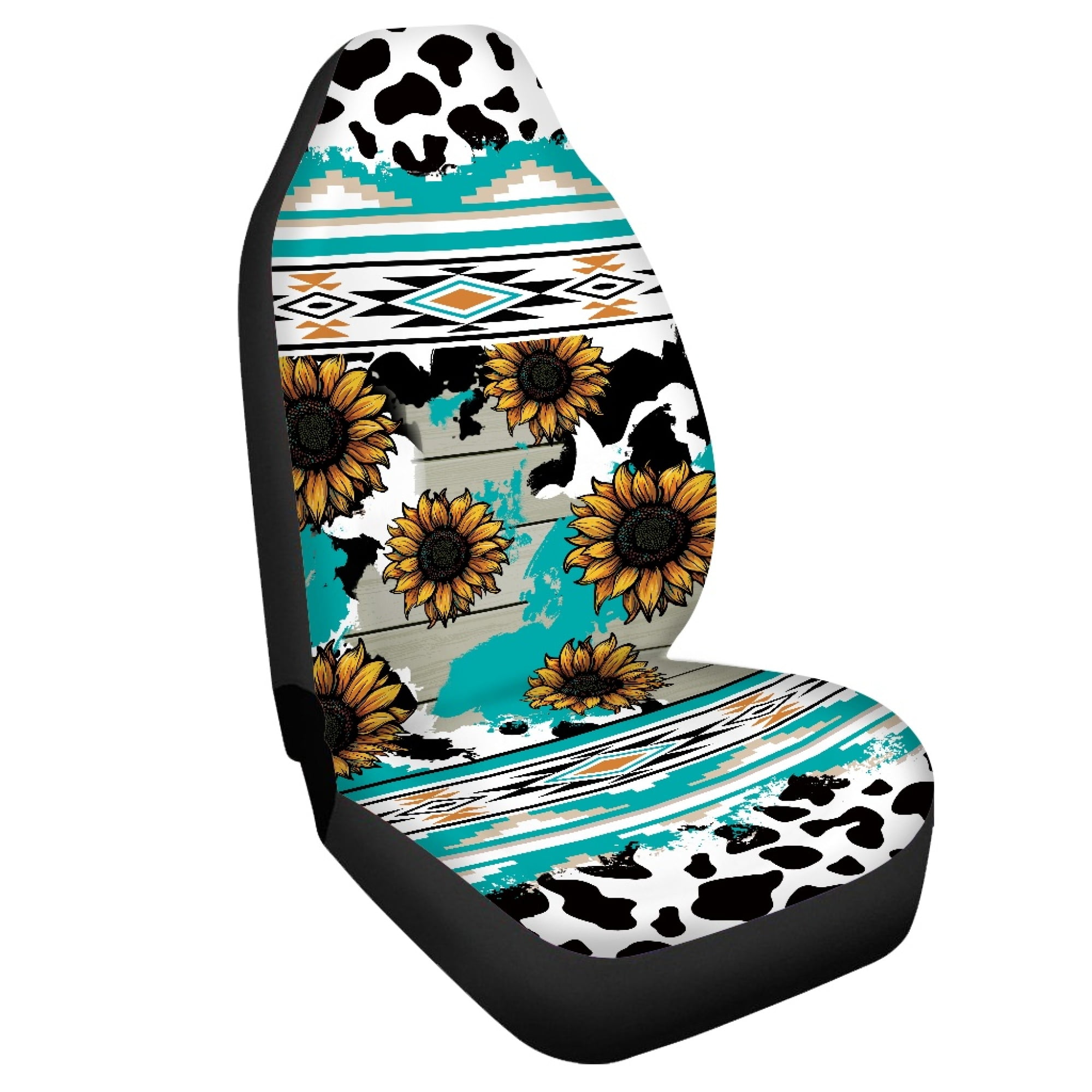 Jeiento Sunflower Car Seat Covers Front Seats Only Cow Print Automotive ...