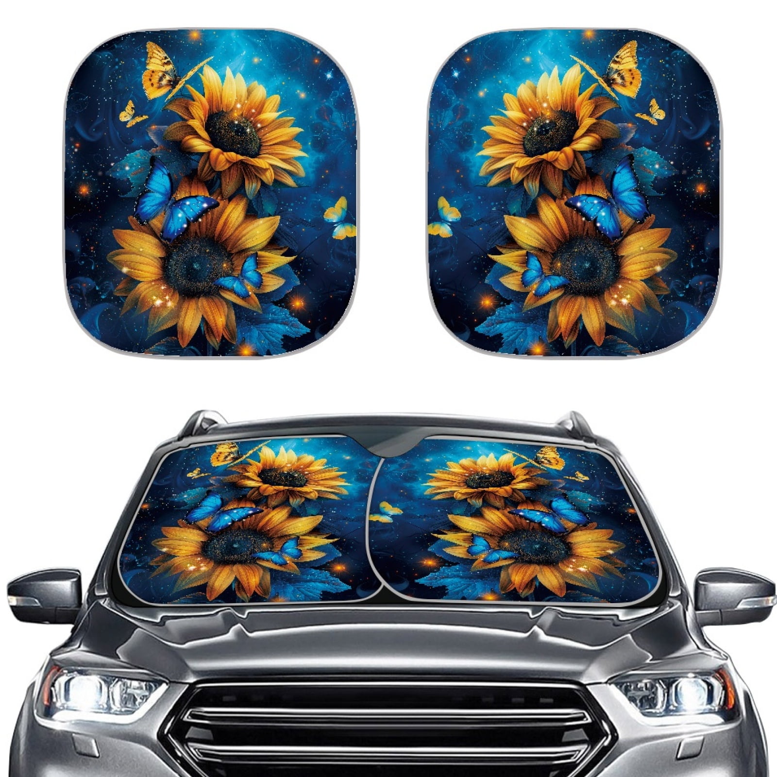 Jeiento Sunflower Car Sun Shade Sun Shield for Front Window Blocks UV ...