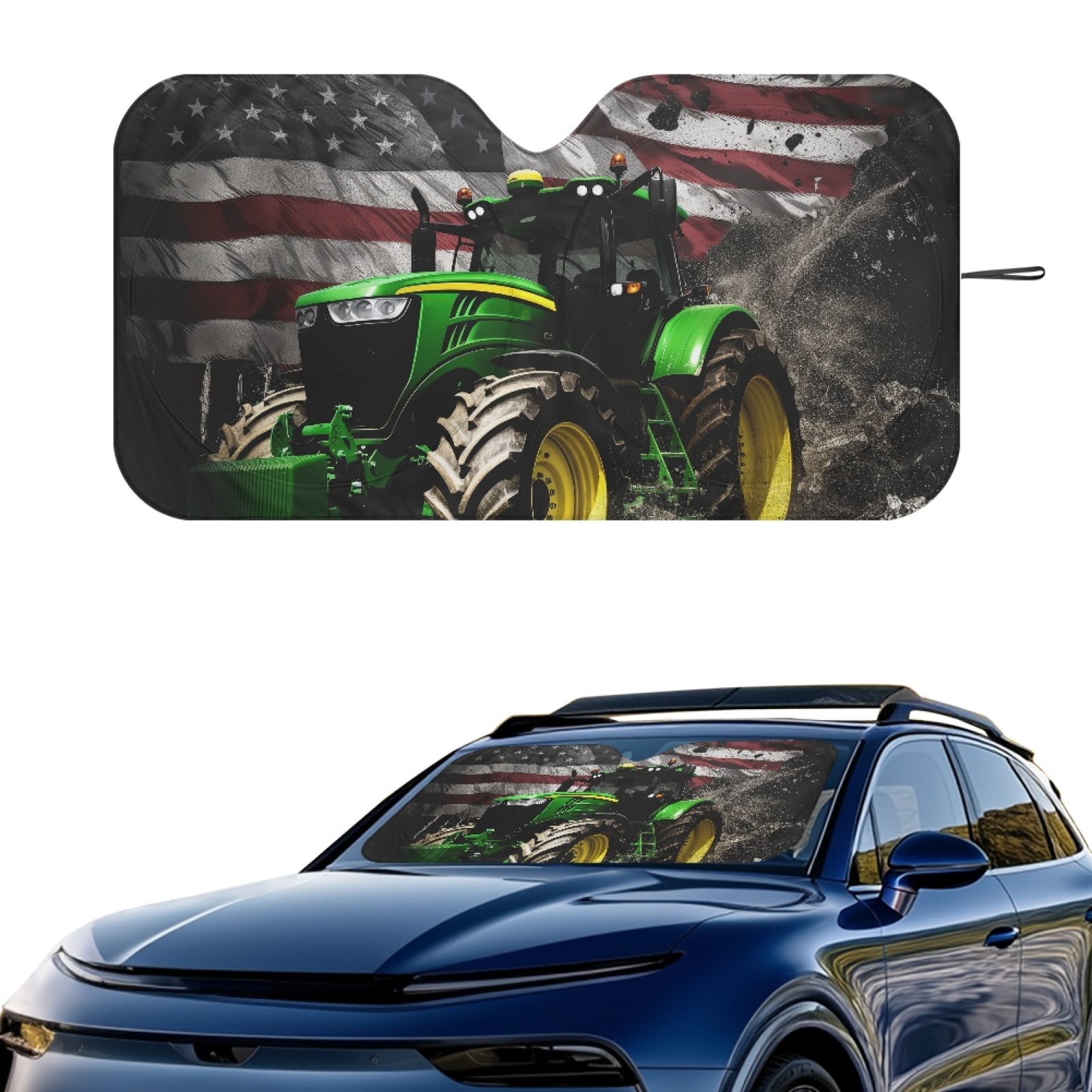 Jeiento Tractor Flag Car Sun Shade for Windshield Foldable Sunshade ...
