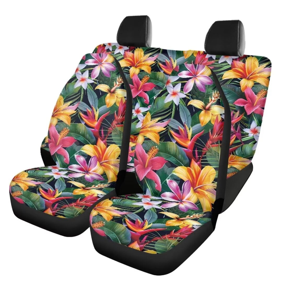 Jeiento Tropical Hibiscus Saddle Blanket Car Seat Covers Full Set of 4 ...