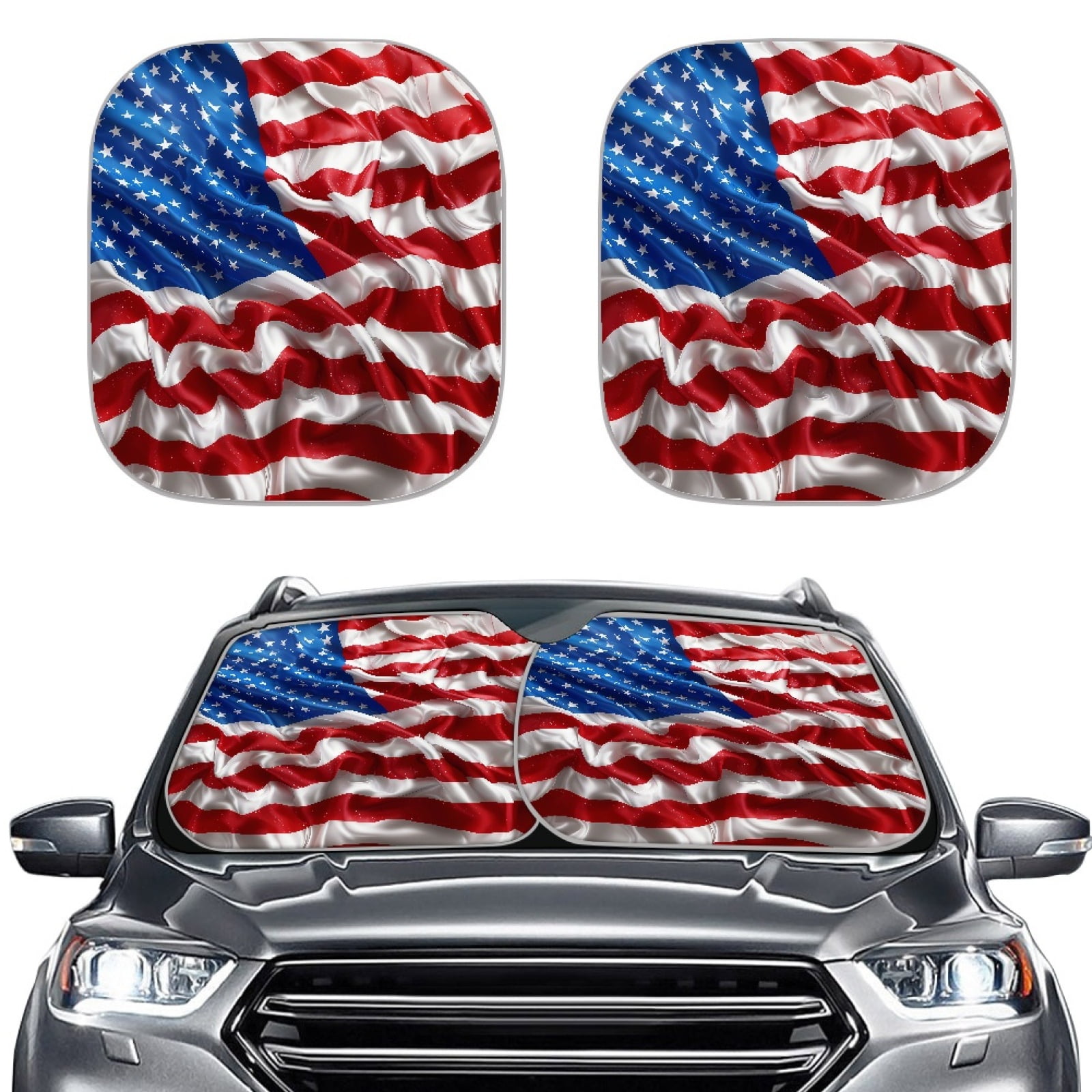 Jeiento USA Flag Car Window Shades Automotive Windshield Sun Shade 2 ...