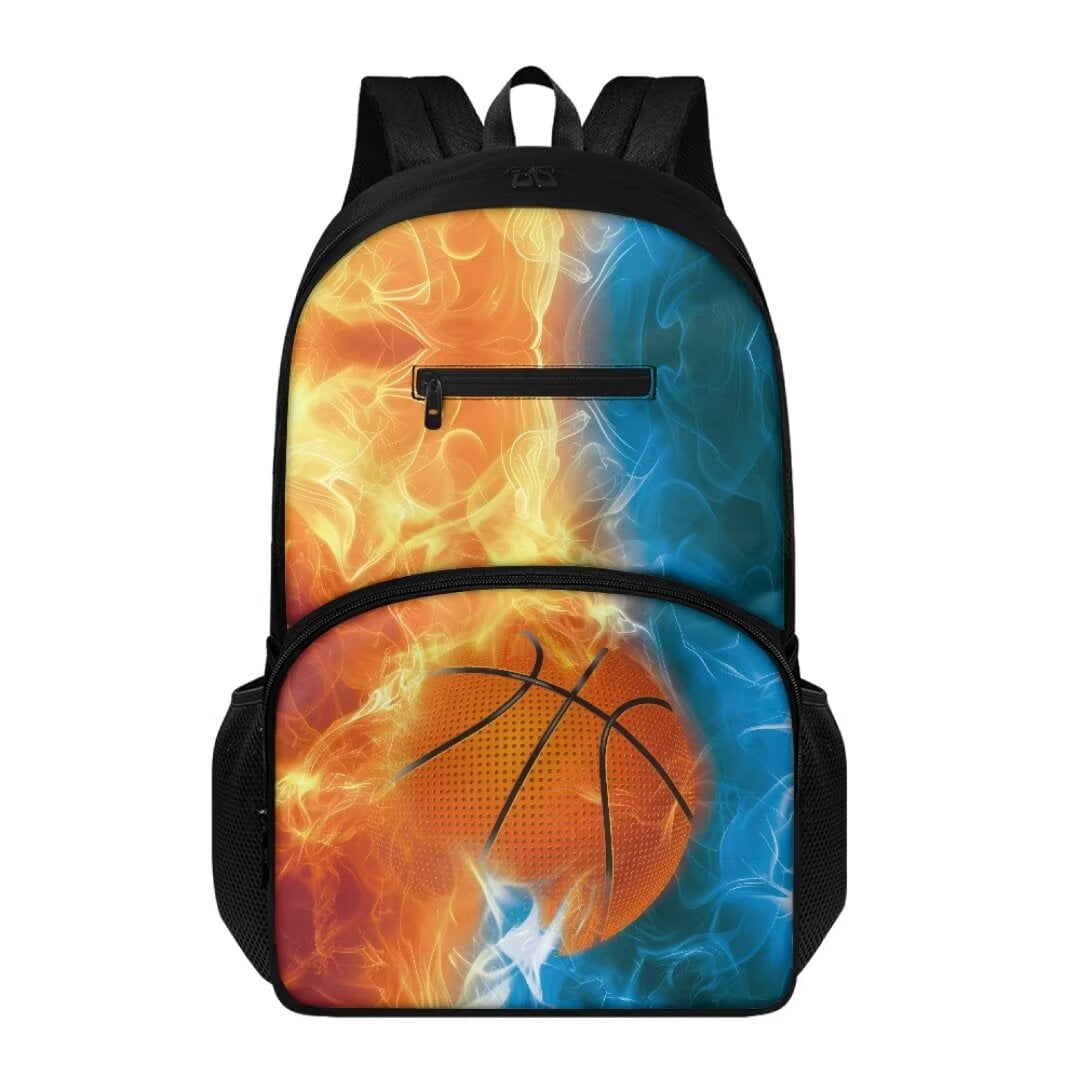 Jeiento Water Fire Basketball Students Backpack for Boys Cool Student ...