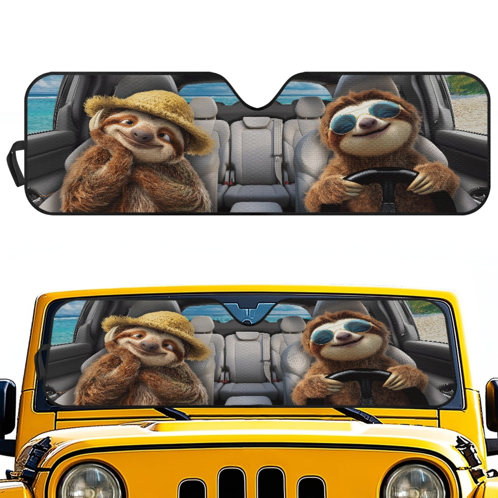 Jeiento Windshield Sun Shade for Jeep,Cute Sloth Windshield Sunshade ...