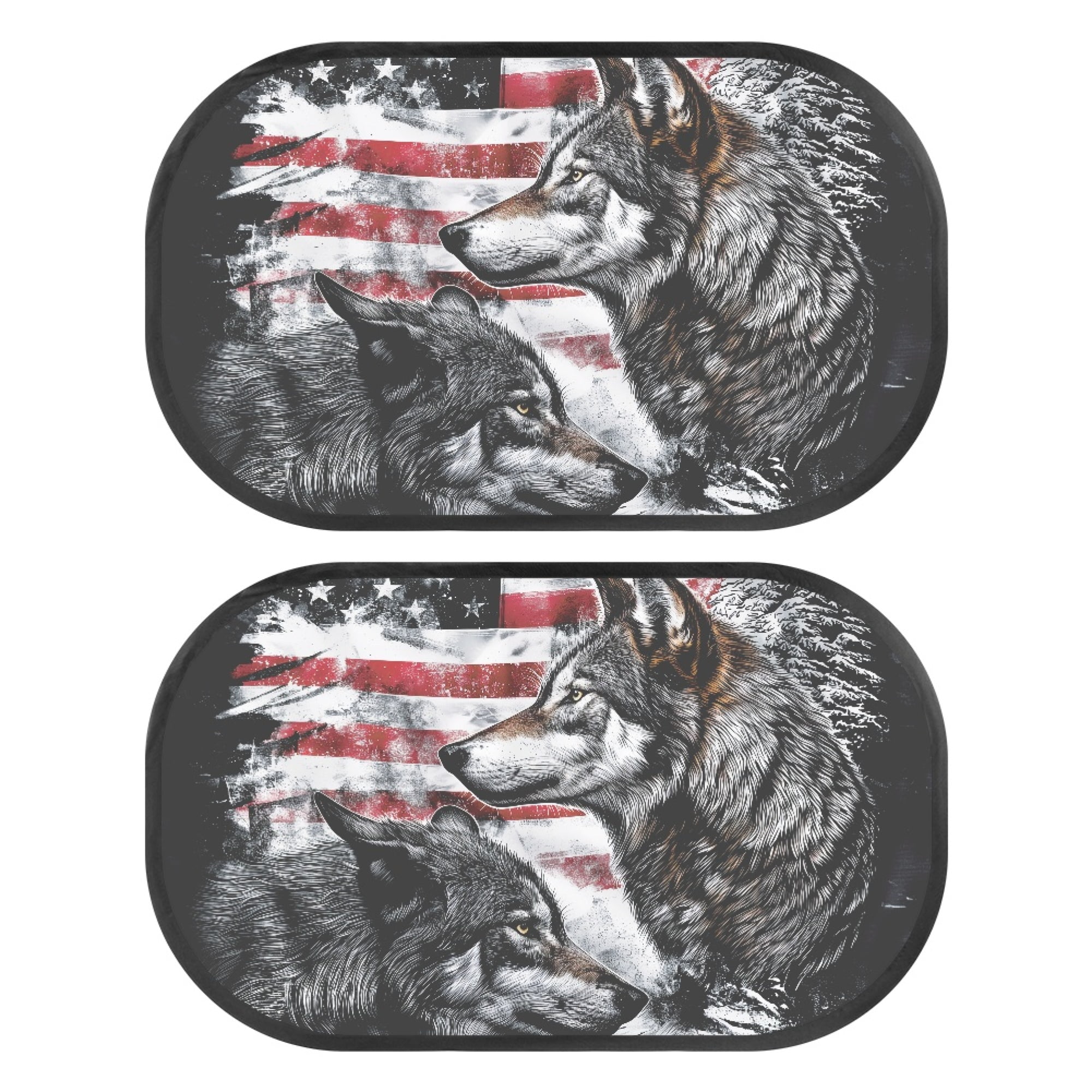 Jeiento Wolf Car Window Sun Shades for Side Window American Flag Baby ...