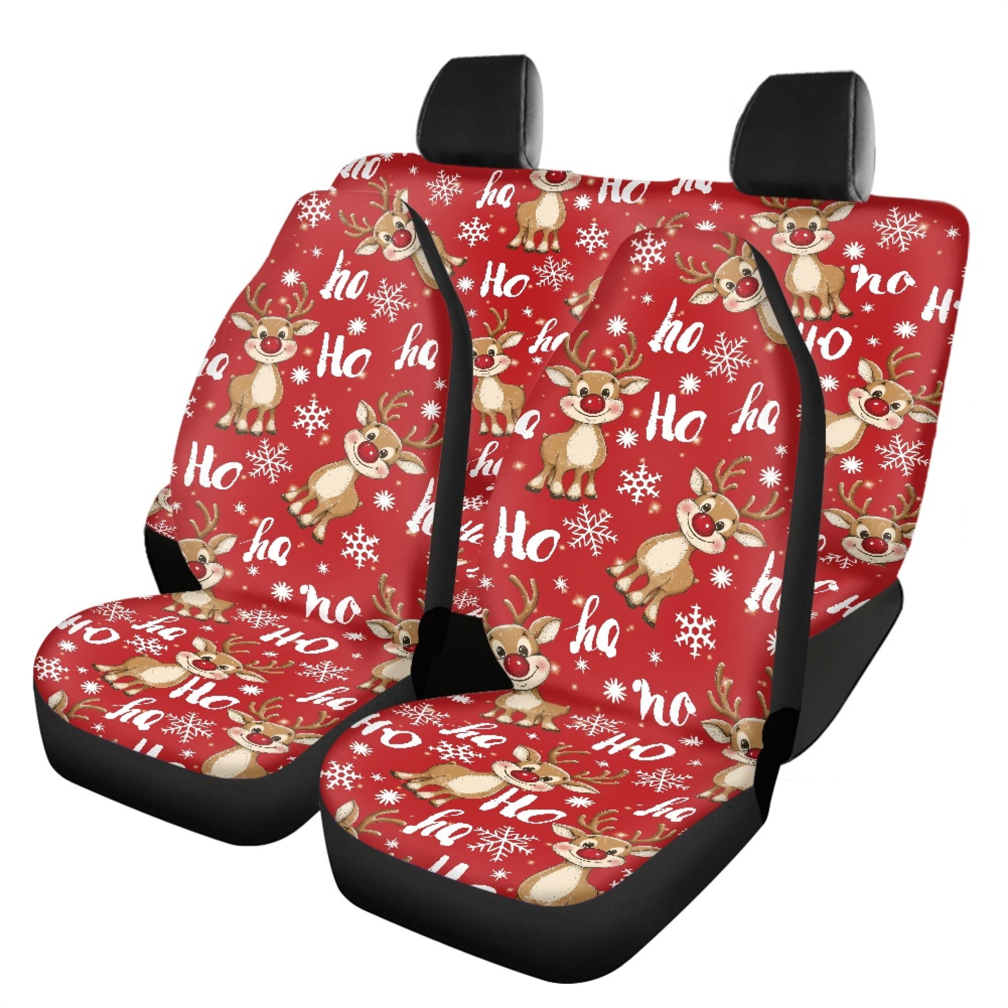Jeiento Xmas Car Seat Covers Full Set Christmas Front Back Seat Cushion ...
