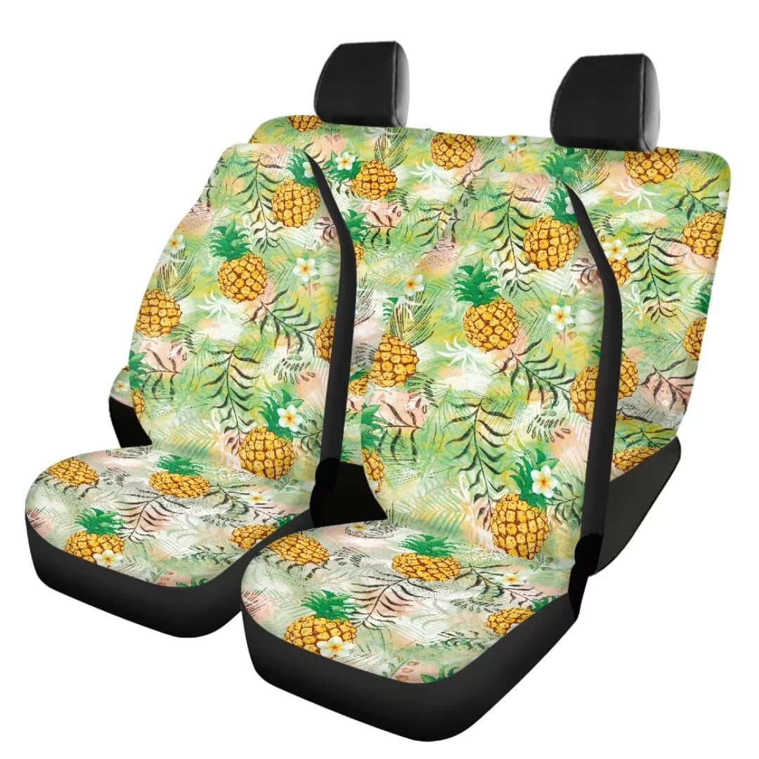 Jeiento Yellow Pineapple Car Seat Covers Full Set Palm Leaf Front Seats ...