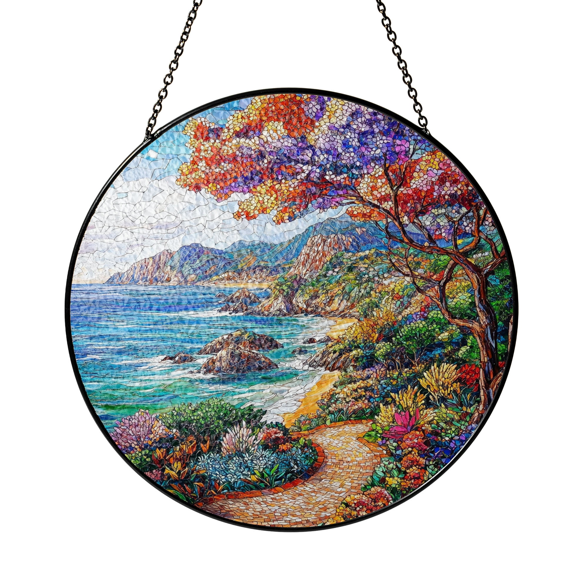 Jeju Island Stained Glass Suncatcher - Custom Name South Korea Scenic ...