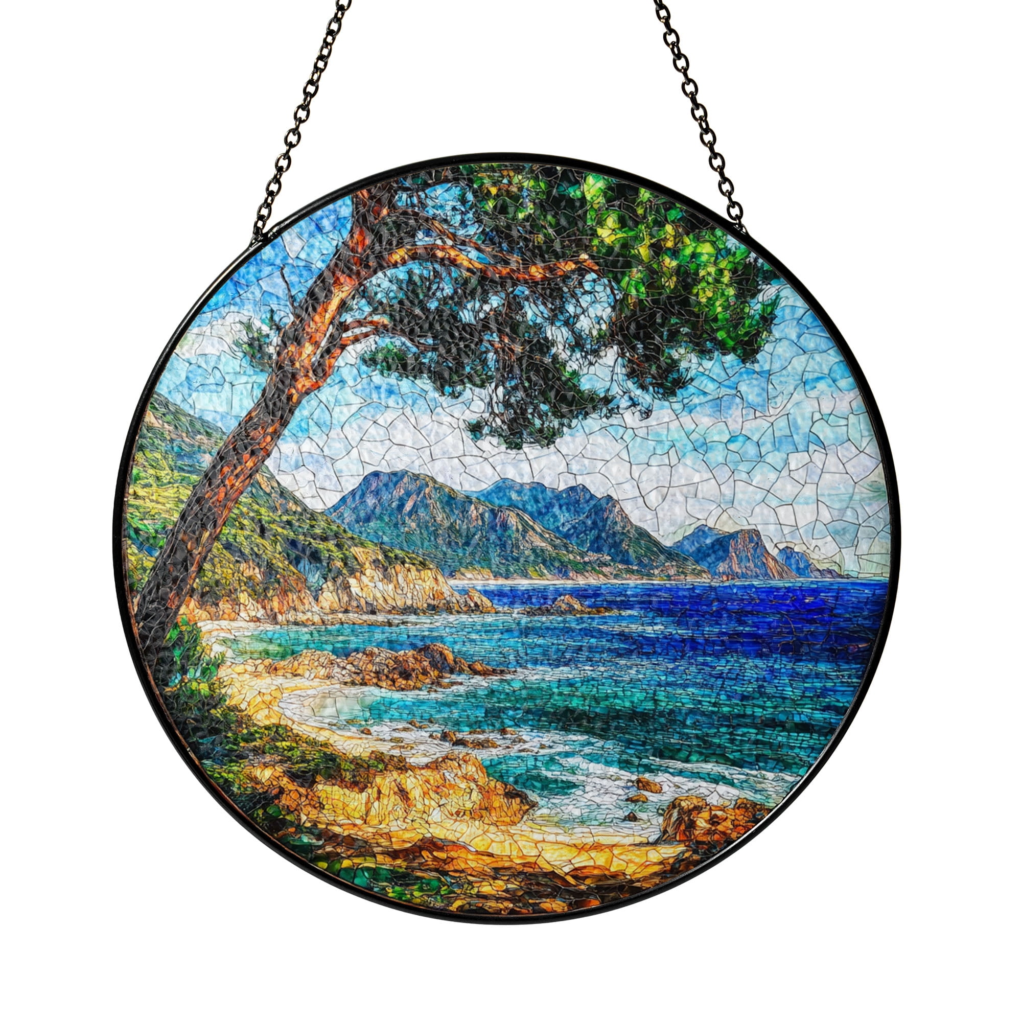 Jeju Island Stained Glass Suncatcher - Custom Name South Korea Scenic ...