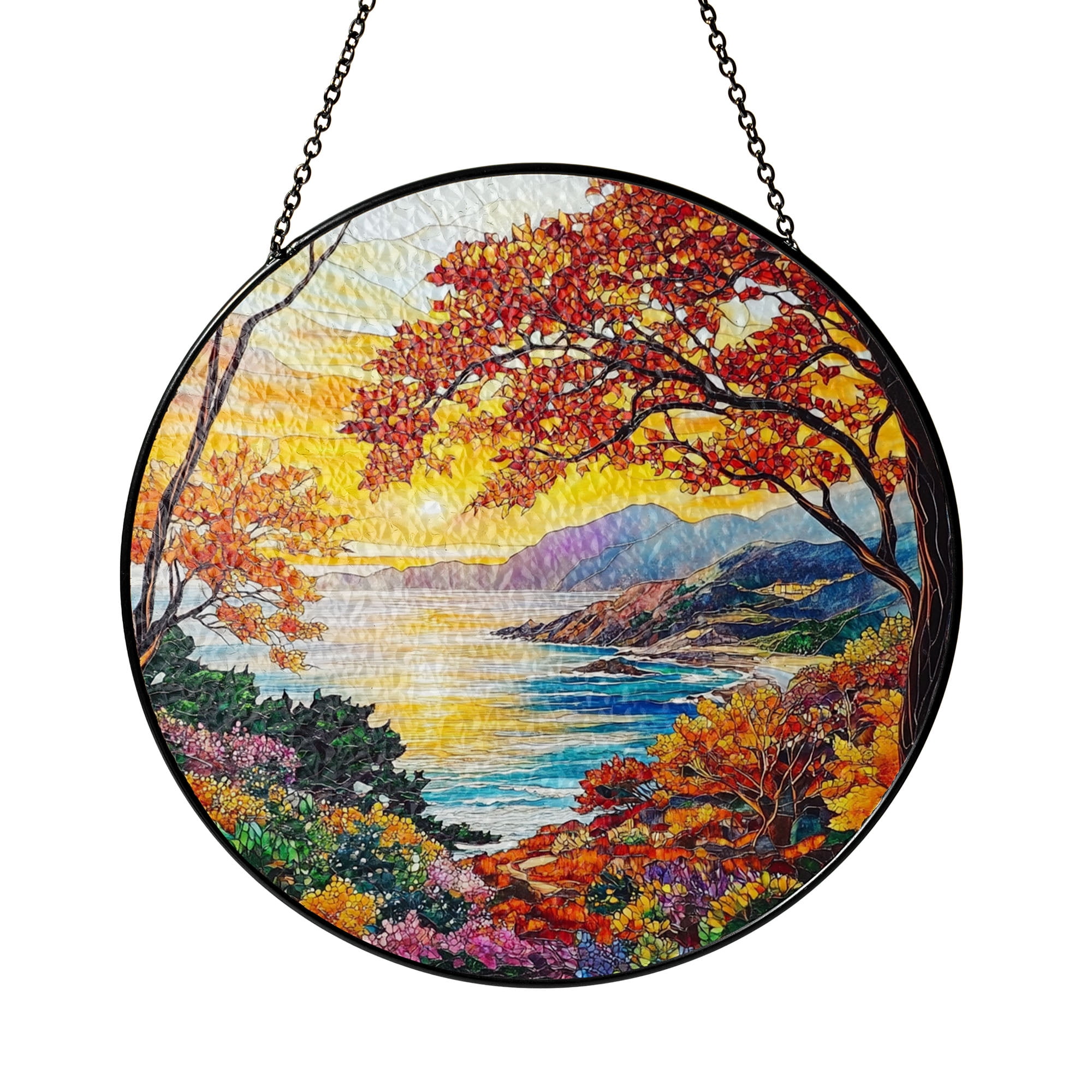 Jeju Island Stained Glass Suncatcher - Custom Name South Korea Scenic ...