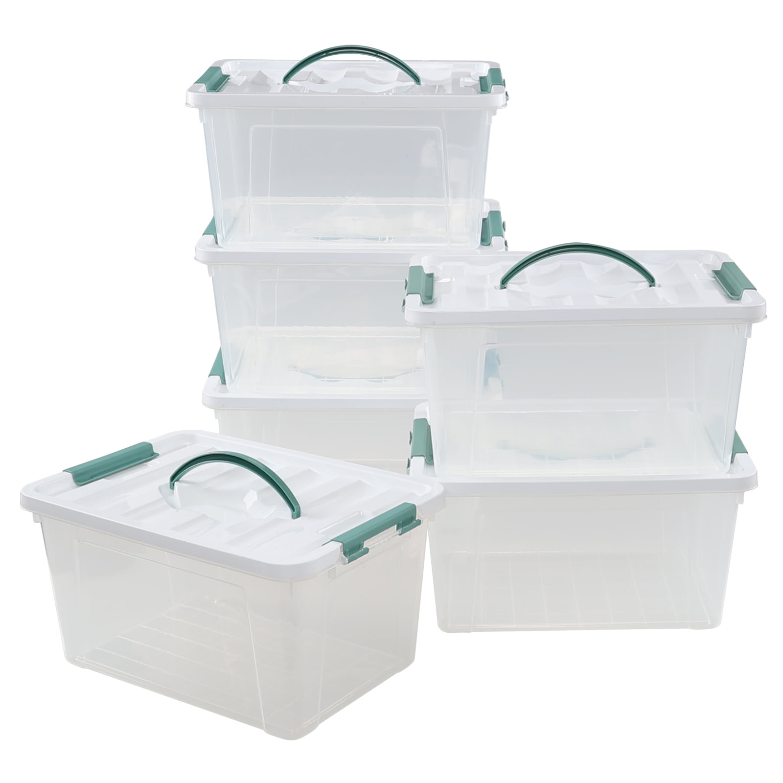 Jekiyo 14 Quart Plastic Storage Tote Bin with Lid, 6 Pack Latching Box ...