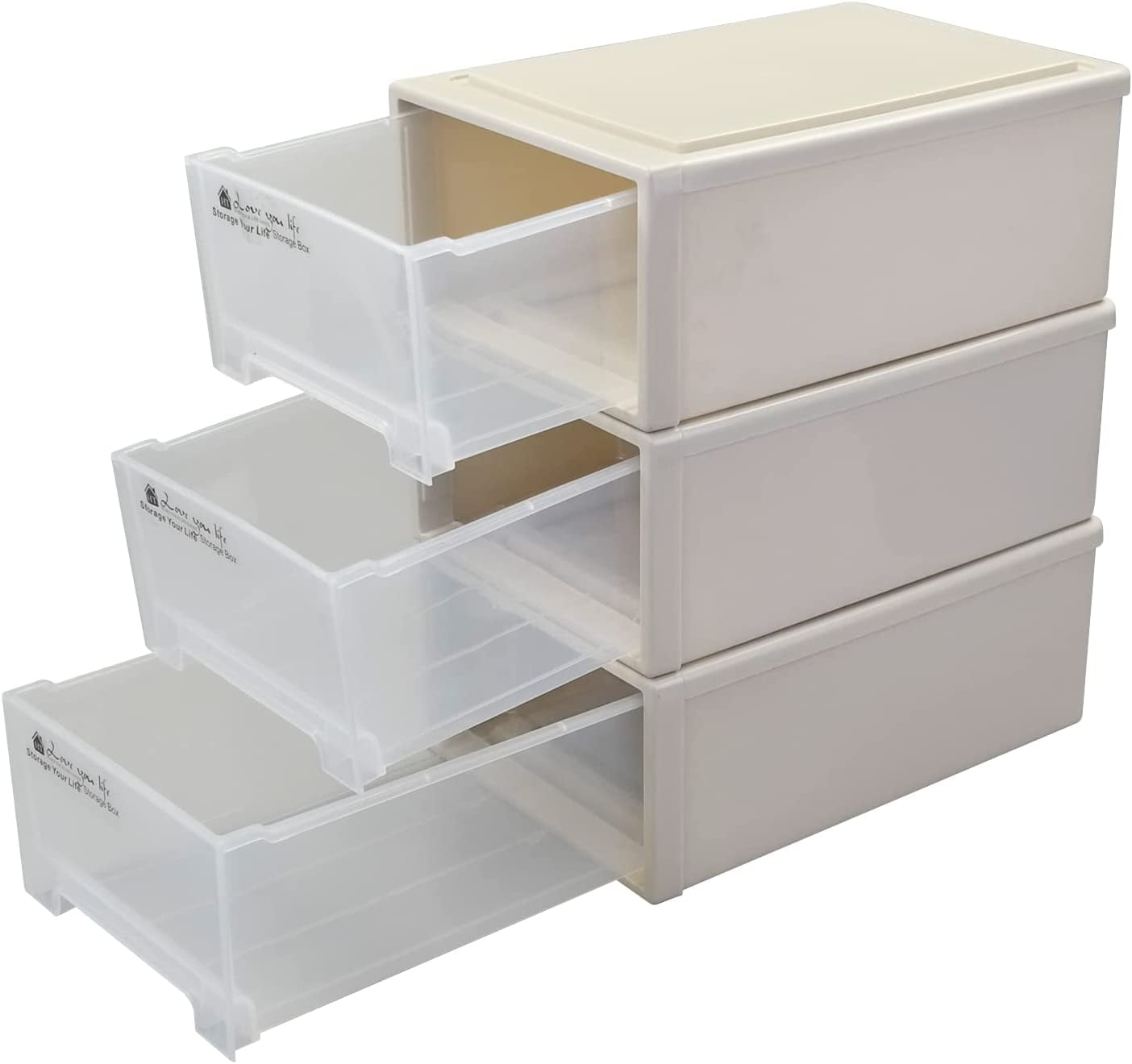 Jekiyo 3-pack Compact Stacking Drawer, 12 Quart Desktop Stoarge Drawer ...