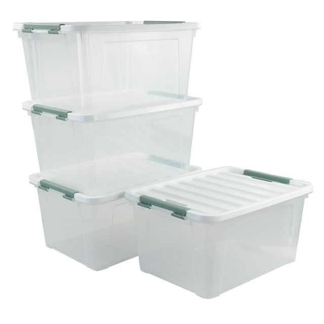 Jekiyo 32 Quart Clear Storage Boxes with Lid, 4 Packs, Multipurpose ...