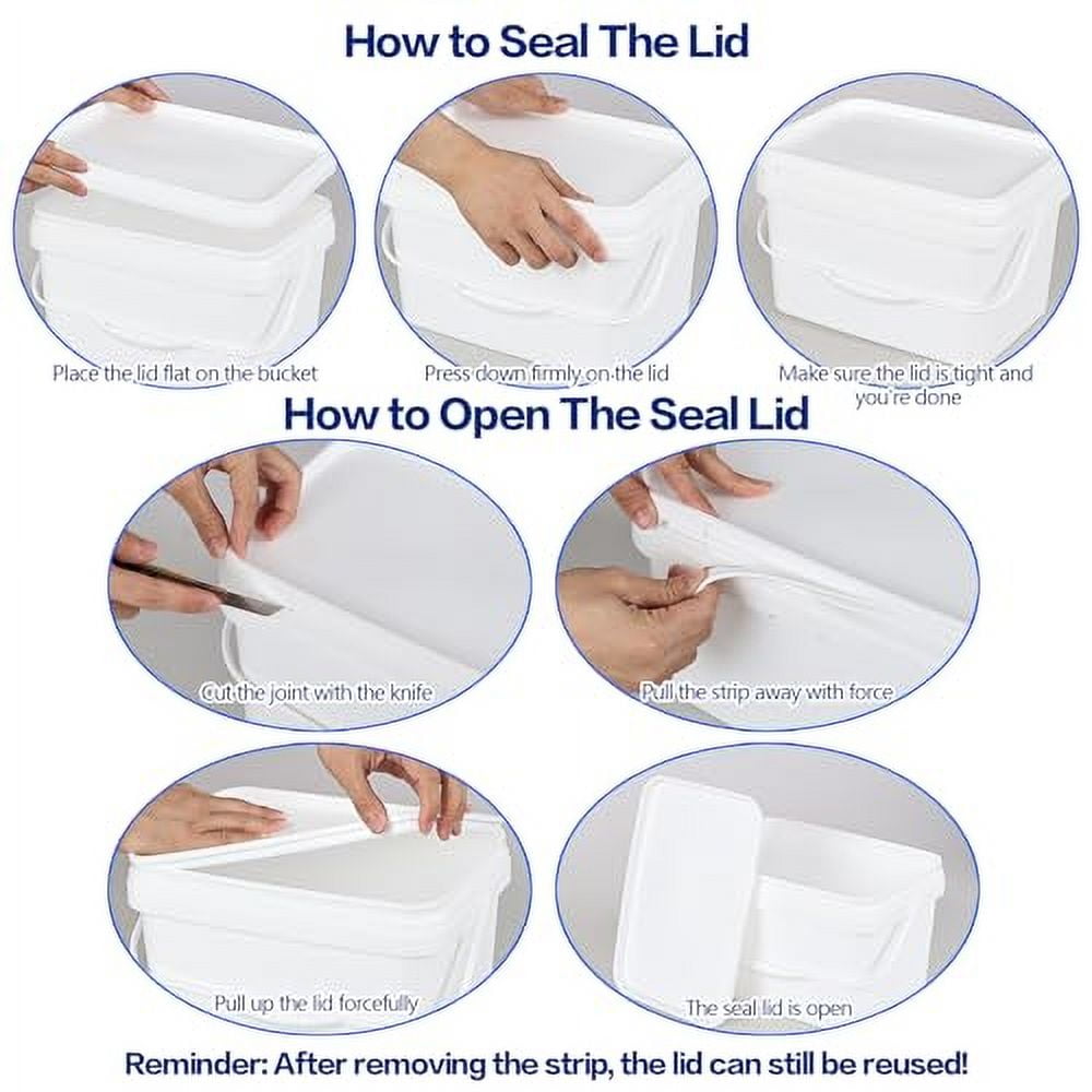 Jekiyo 4 Packs 2.6 Gallon Food Grade Storage Bucket with Sealable Lid ...
