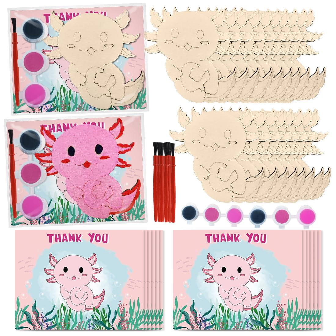 Jekocet ㅤ Axolotl Party STF9 Favors 24 Pcs Axolotl Wooden Crafts to ...