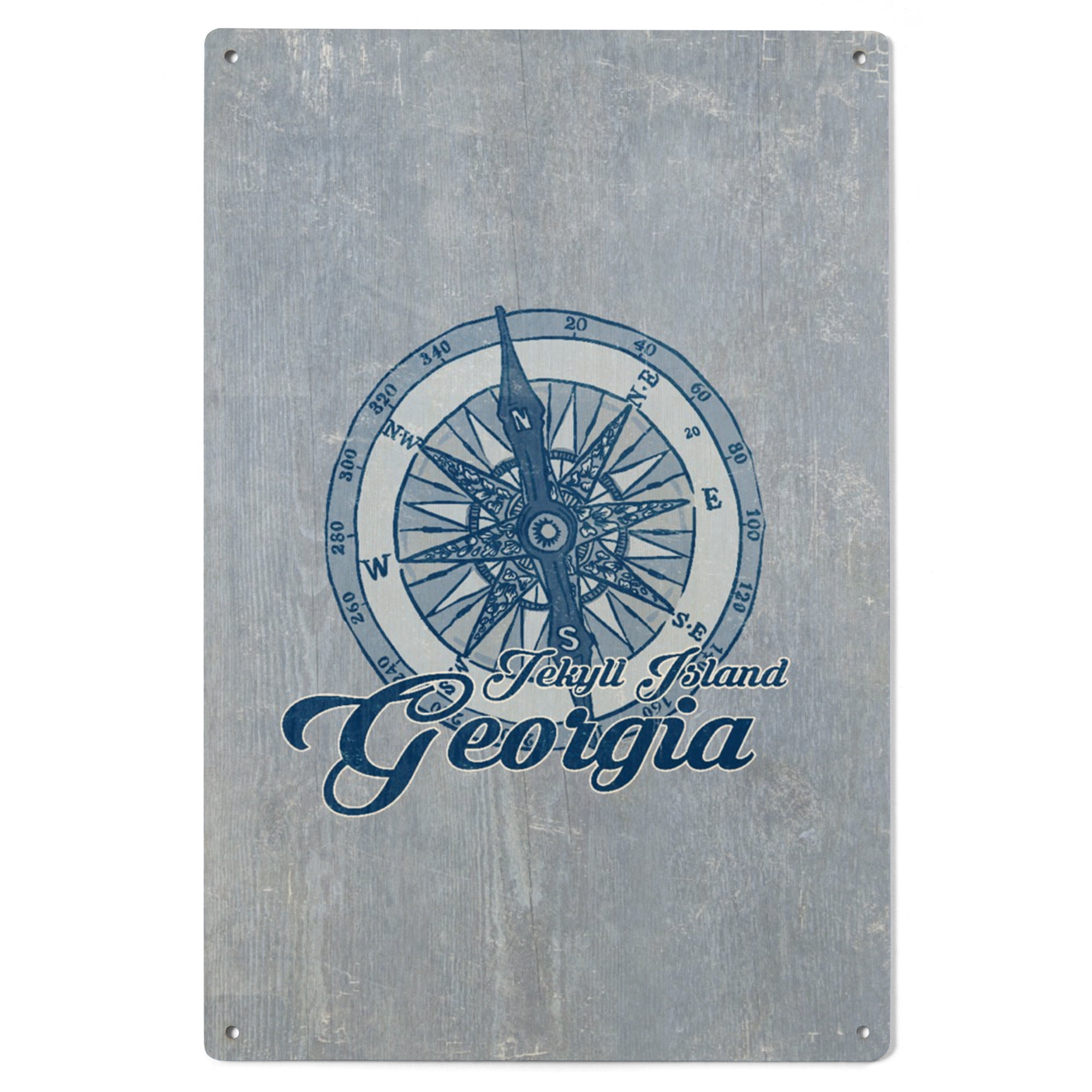 Jekyll Island, Georgia, Compass, Blue, Coastal Icon, Contour Birch Wood ...