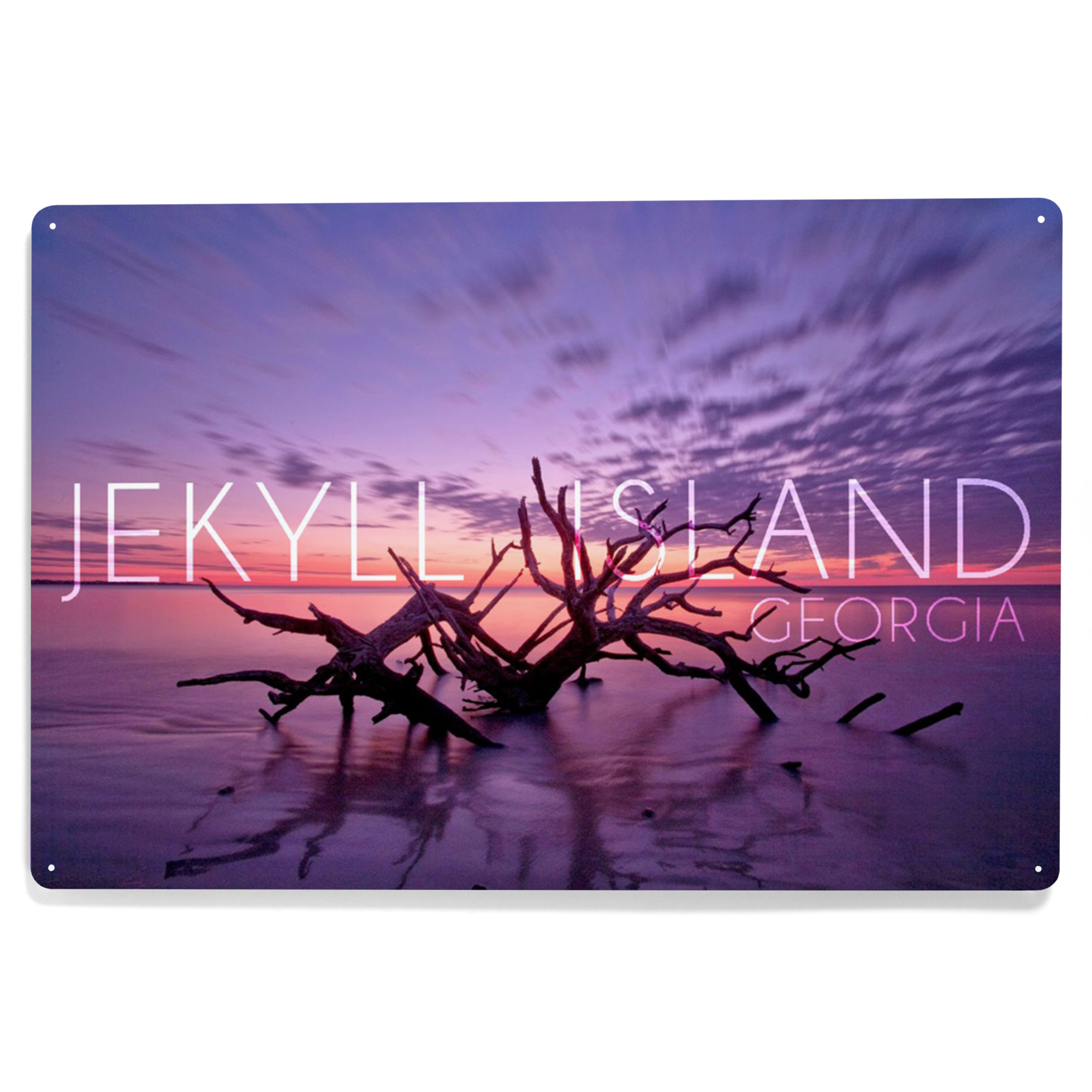 Jekyll Island, Georgia, Driftwood on Beach at Sunset (12x18 Aluminum ...