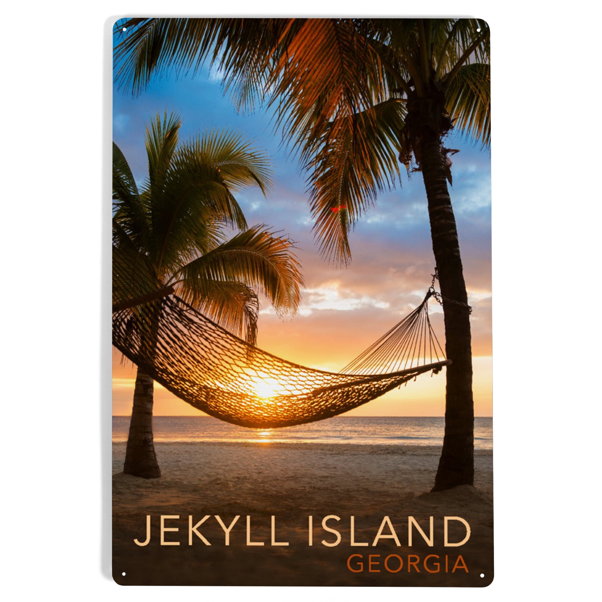 Jekyll Island, Georgia, Hammock and Sunset (12x18 Aluminum Art, Indoor ...