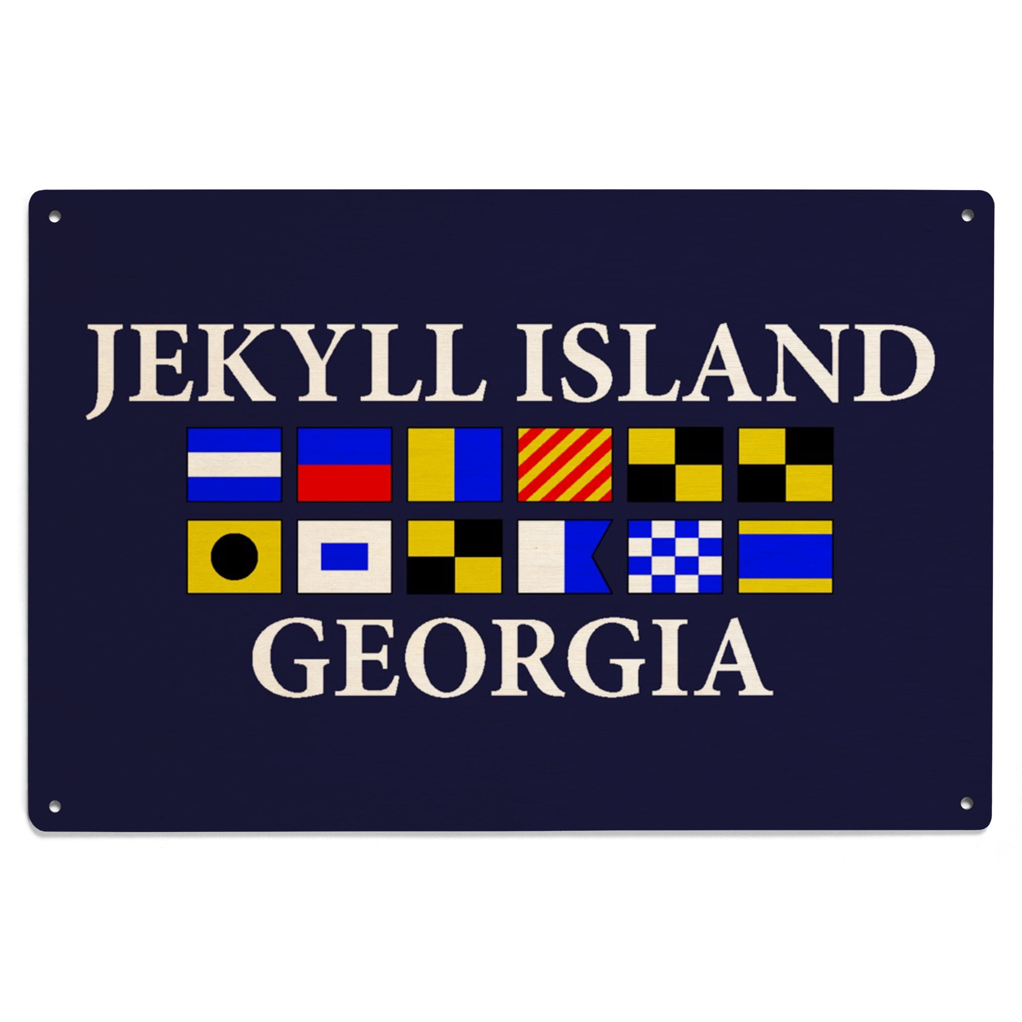 Jekyll Island, Georgia, Nautical Flags Birch Wood Wall Sign (6x9 Rustic ...