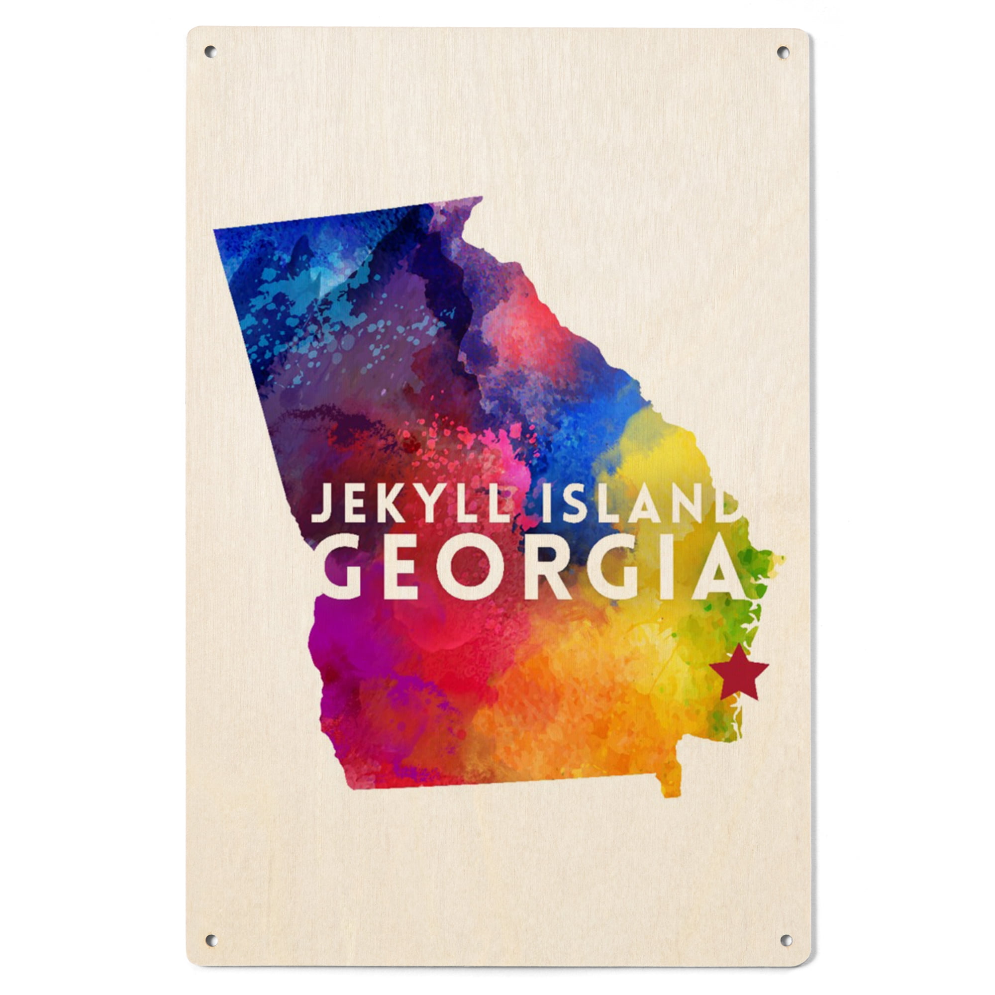 Jekyll Island, Georgia, State Abstract, Contour Birch Wood Wall Sign ...