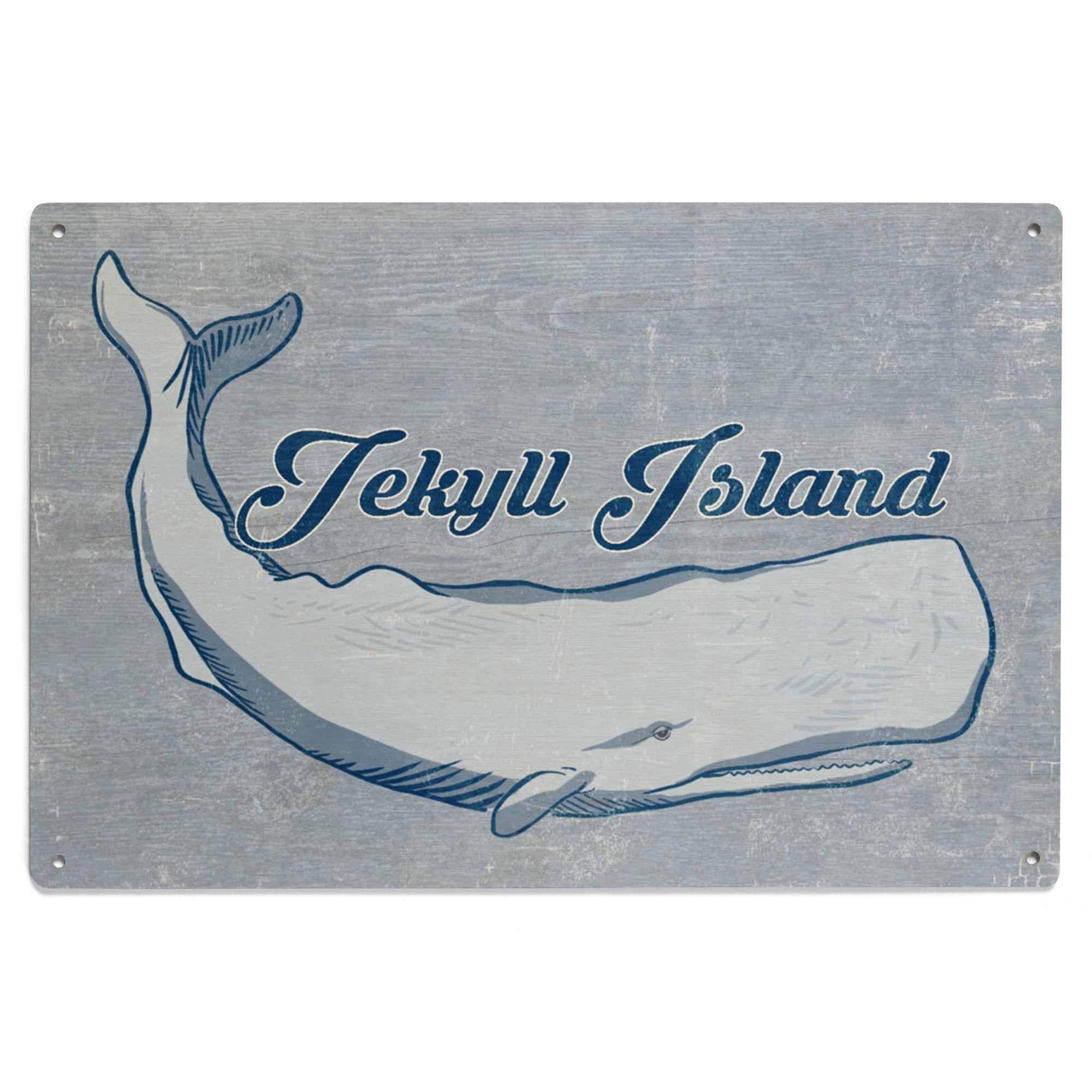 Jekyll Island, Whale, Blue, Coastal Icon, Contour Birch Wood Wall Sign ...