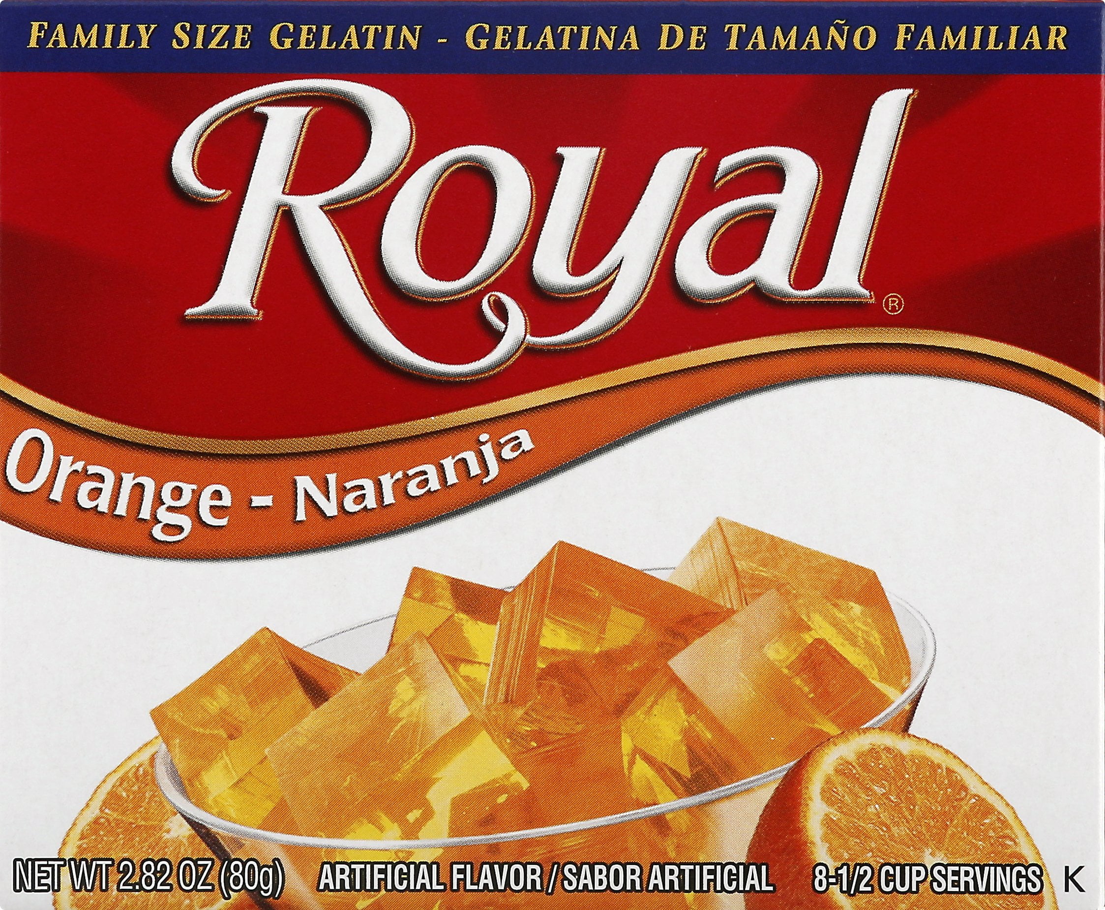 Jel Sert Royal Gelatin Orange Flavor, Family Size, 2.82 oz Box ...