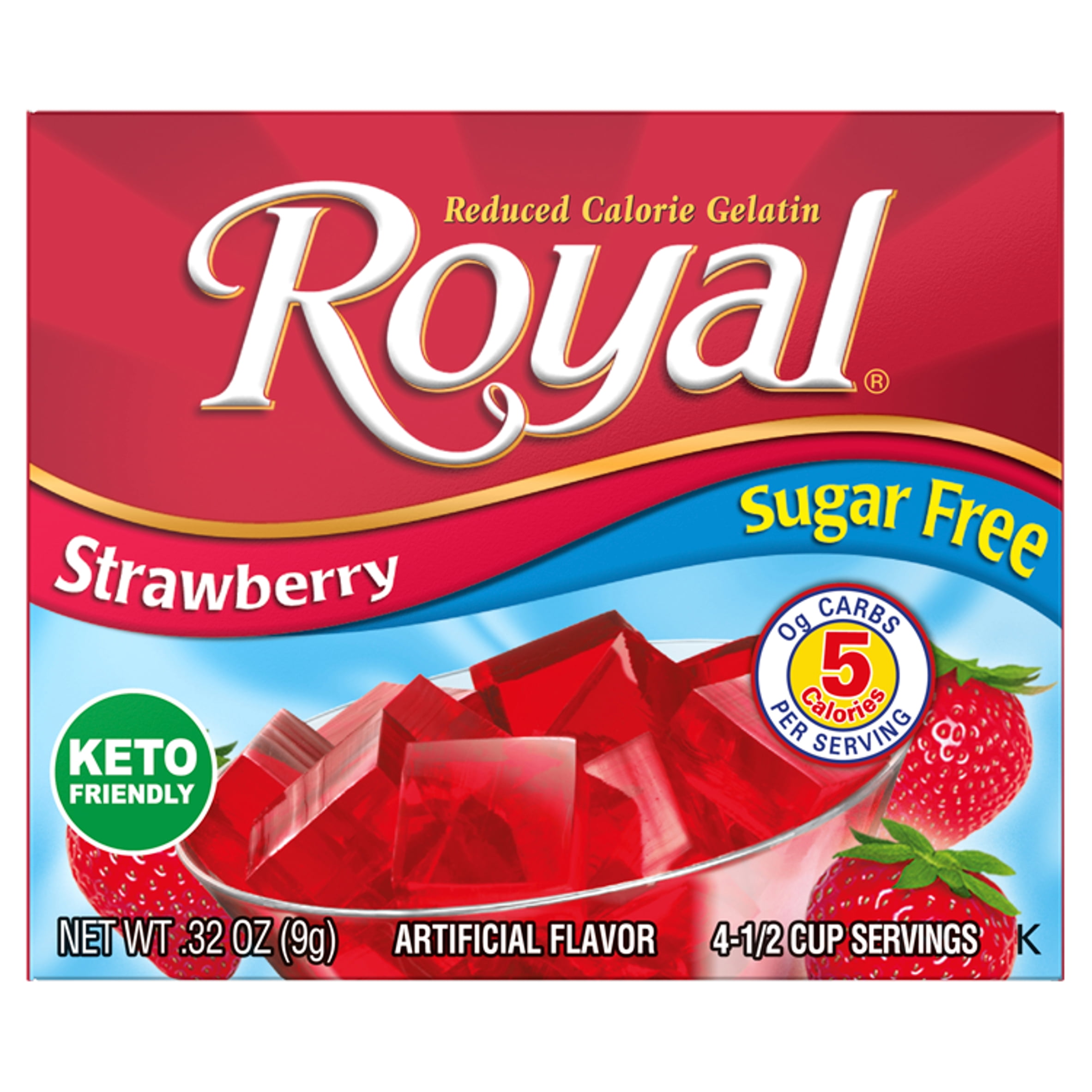 Jel Sert Royal Gelatin Strawberry Flavor, Sugar Free, .32 oz Box ...