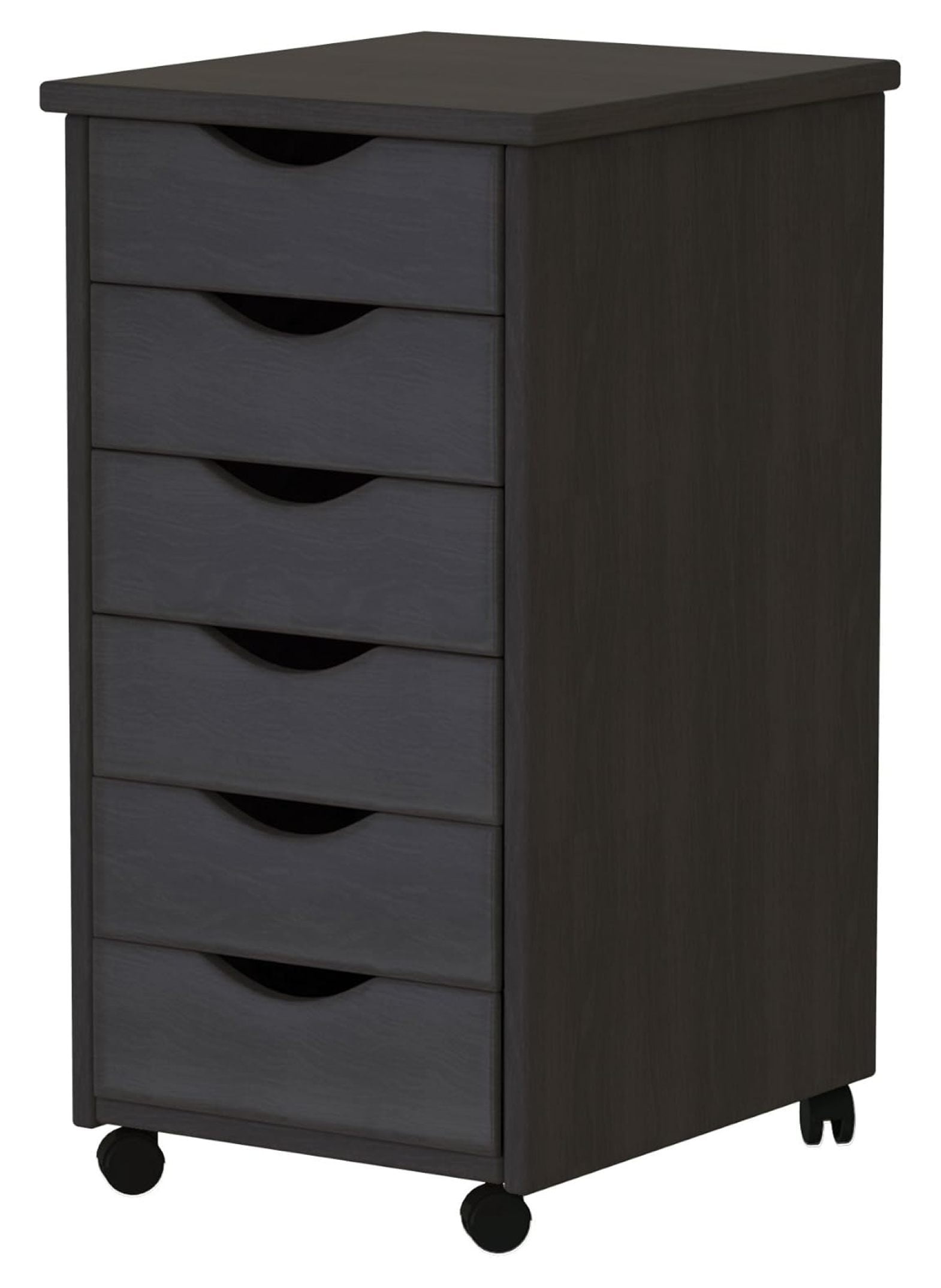 Jela 6-Drawer Rolling Cart with Solid Wood Frame, Compact Storage ...