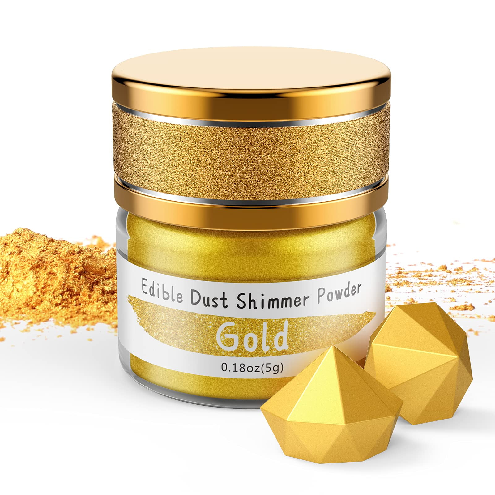 Jelife Edible Gold Luster Dust - SMR5 Grams Food Cake Dust Shimmer ...