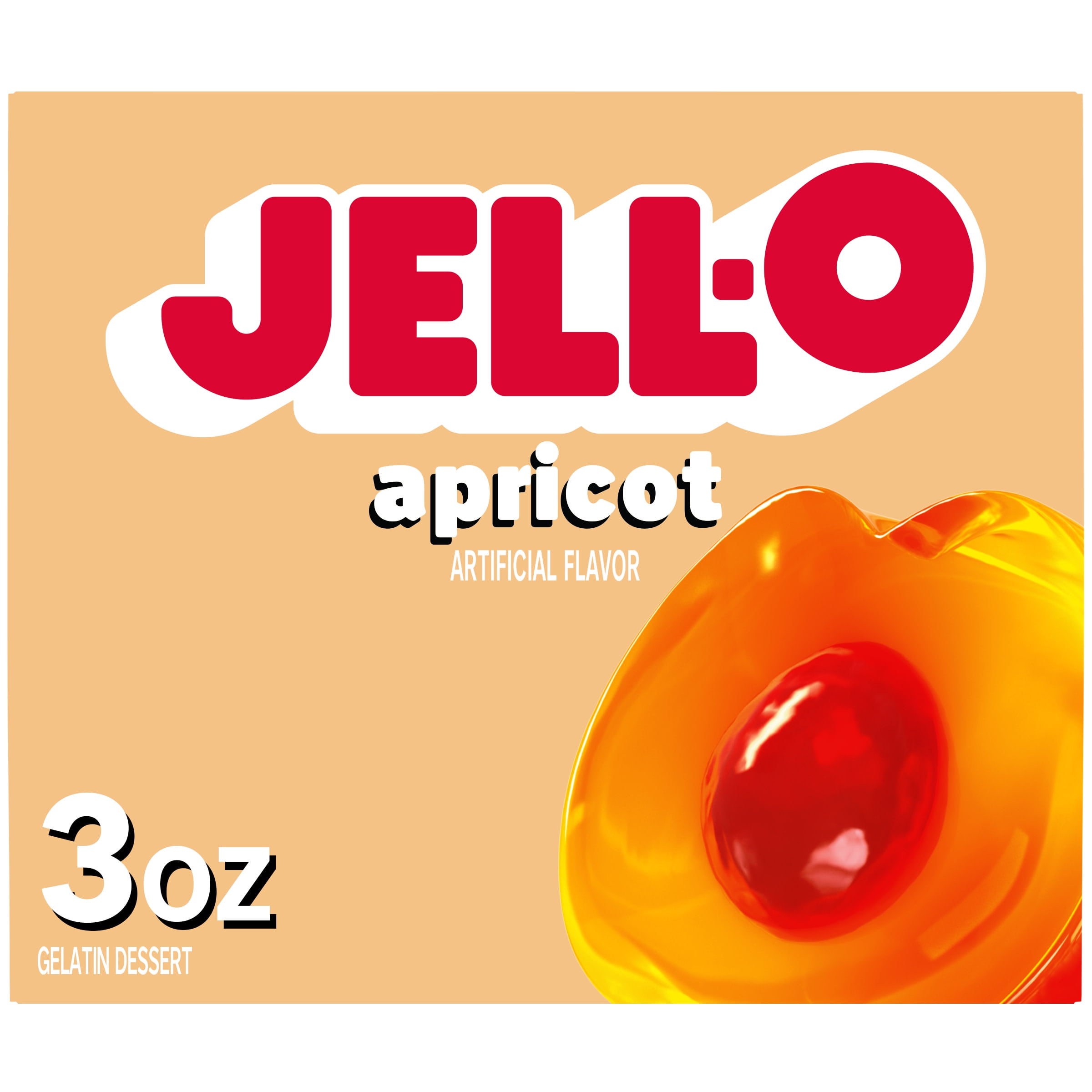 (4 pack) Jell-O Apricot Artificially Flavored Gelatin Dessert Mix, 3 oz ...