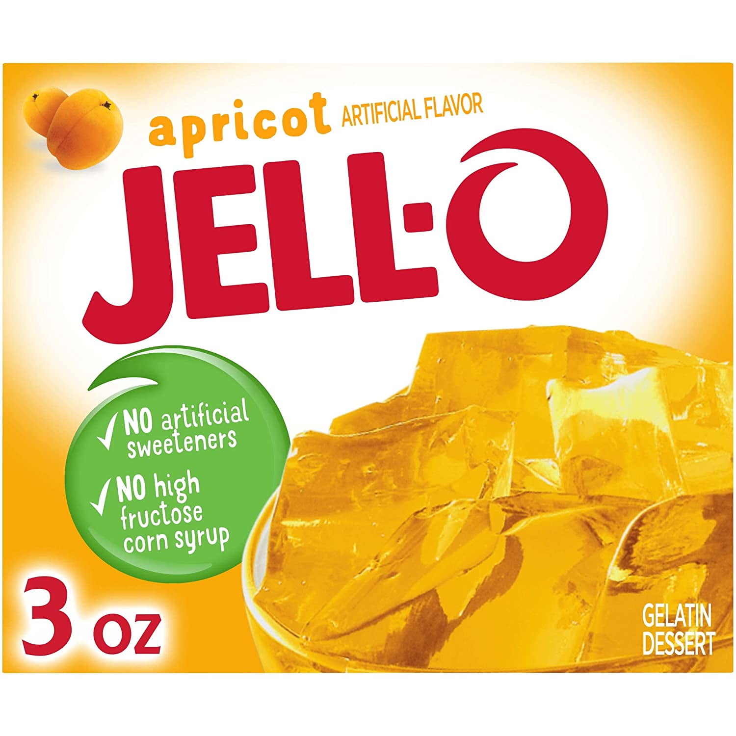 Jell-O Apricot Flavor Gelatin Dessert, 3 Ounce Pack of 24-5109074538 ...