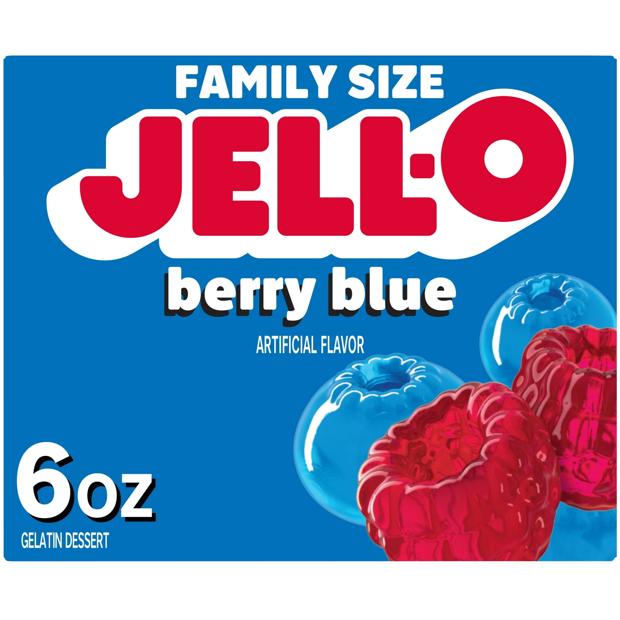 Jell-O Berry Blue Artificially Flavored Gelatin Dessert Mix Family Size ...