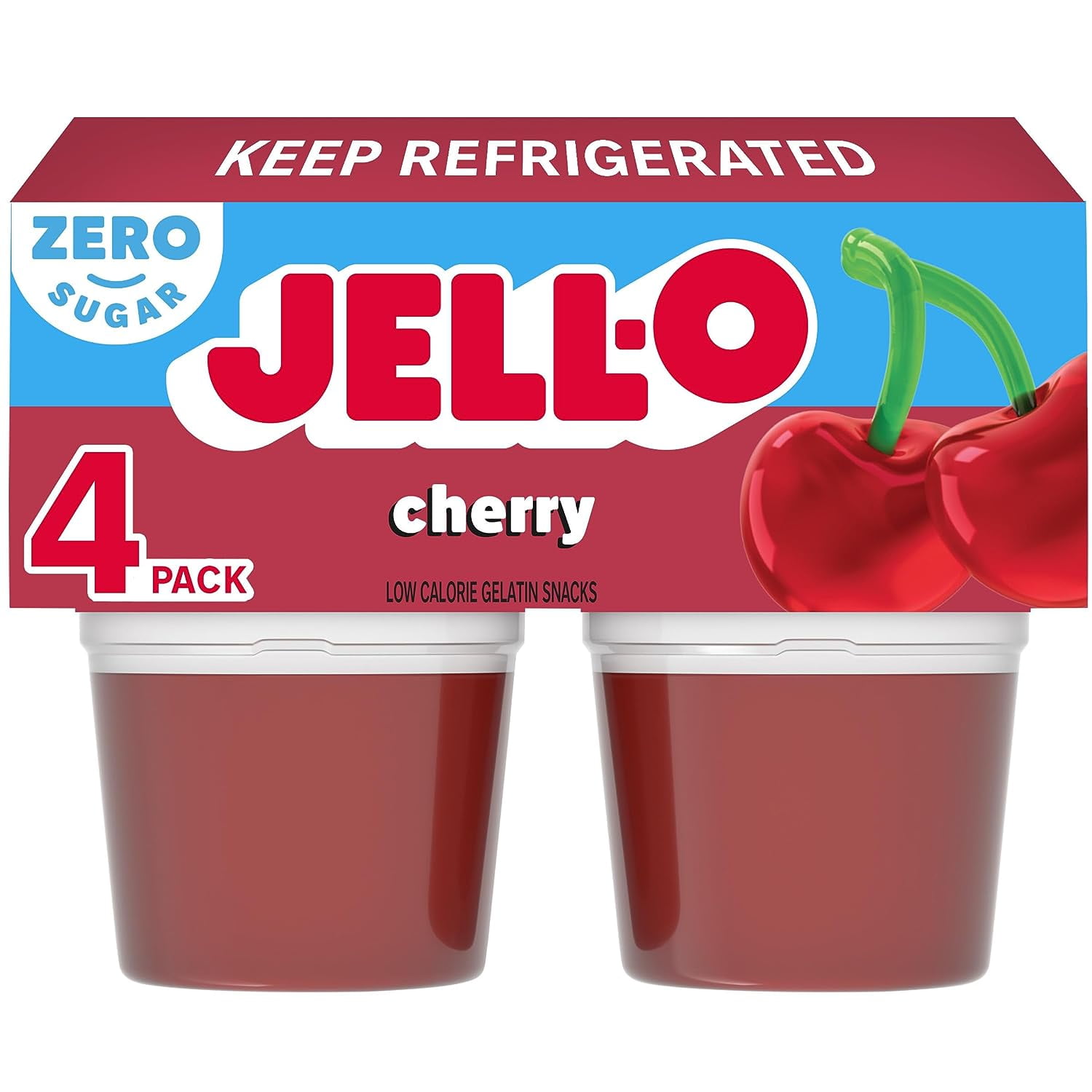 Jell-O Cherry Artificially Flavored Zero Sugar Ready-to-Eat Gelatin ...