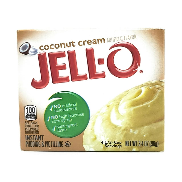 Jell-O Coconut Cream Instant Pudding & Pie Filling, 3/4 Oz (96G) (3 ...