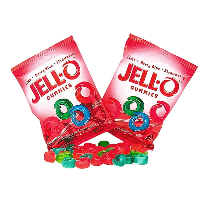 Jell-O Fruit Flavored Gummies, Chewy Candies, Mixed Flavors Assortment ...