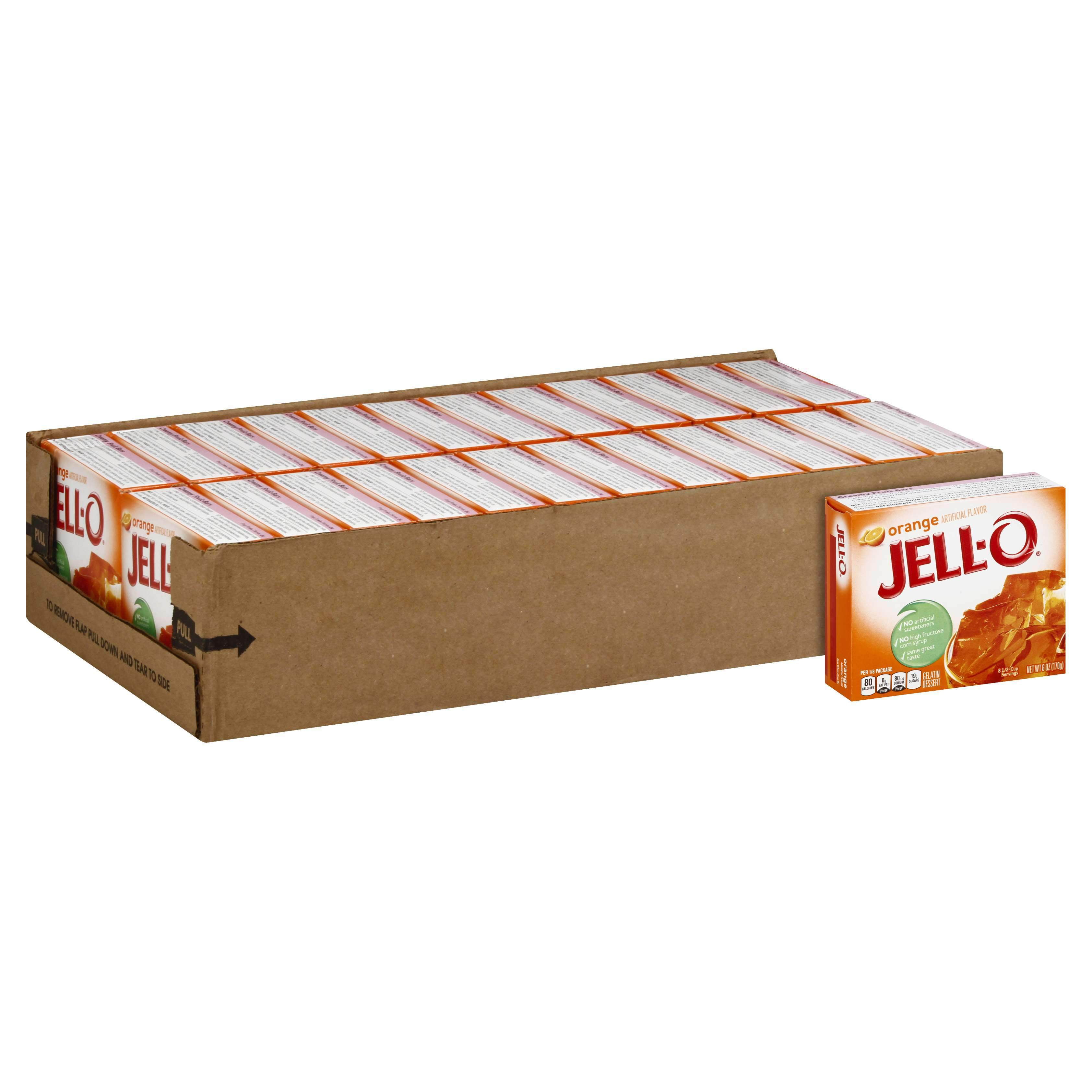 (24 pack) Jell-O Orange Gelatin Dessert Mix, Family Size, 6 oz Box ...