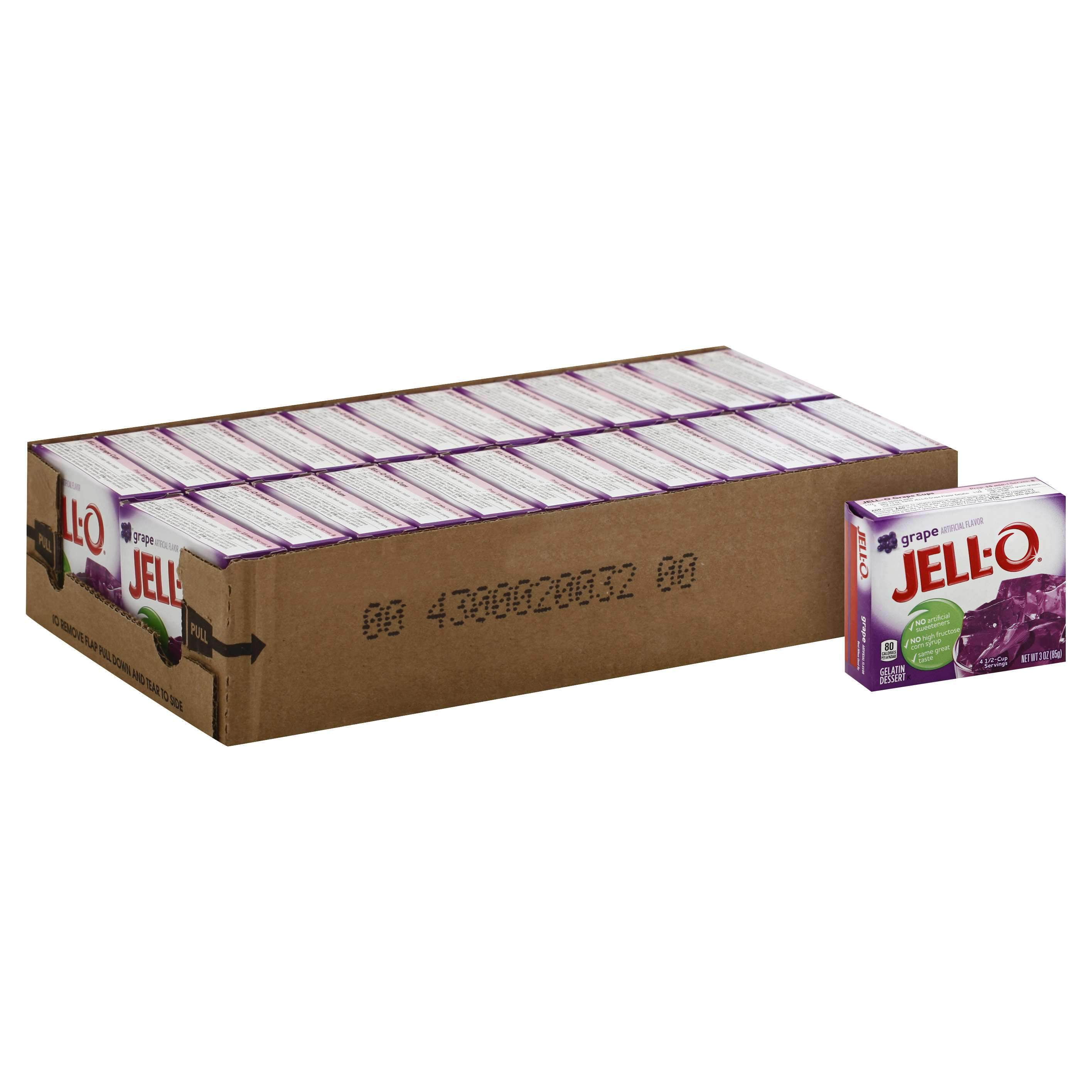 (24 pack) Jell-O Grape Gelatin Dessert Mix, 3 oz Box - Walmart.com