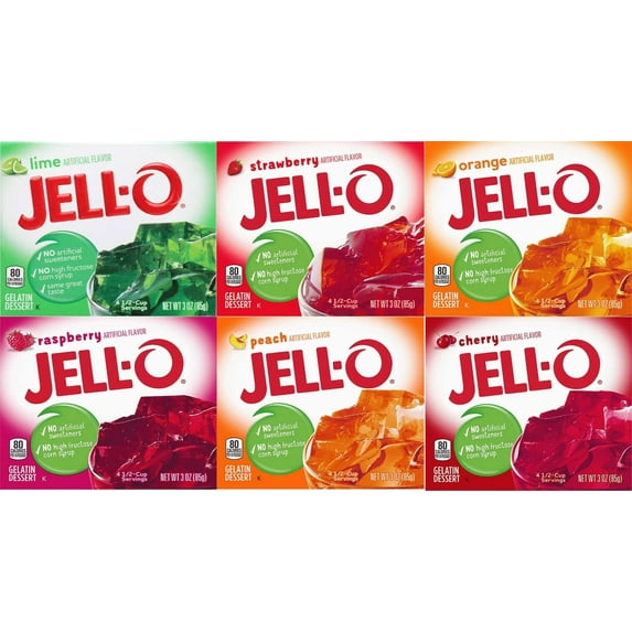 Jell-O Gelatin Variety Pack, 6 Flavors, 3 Ounce each Box, 1 Box per ...