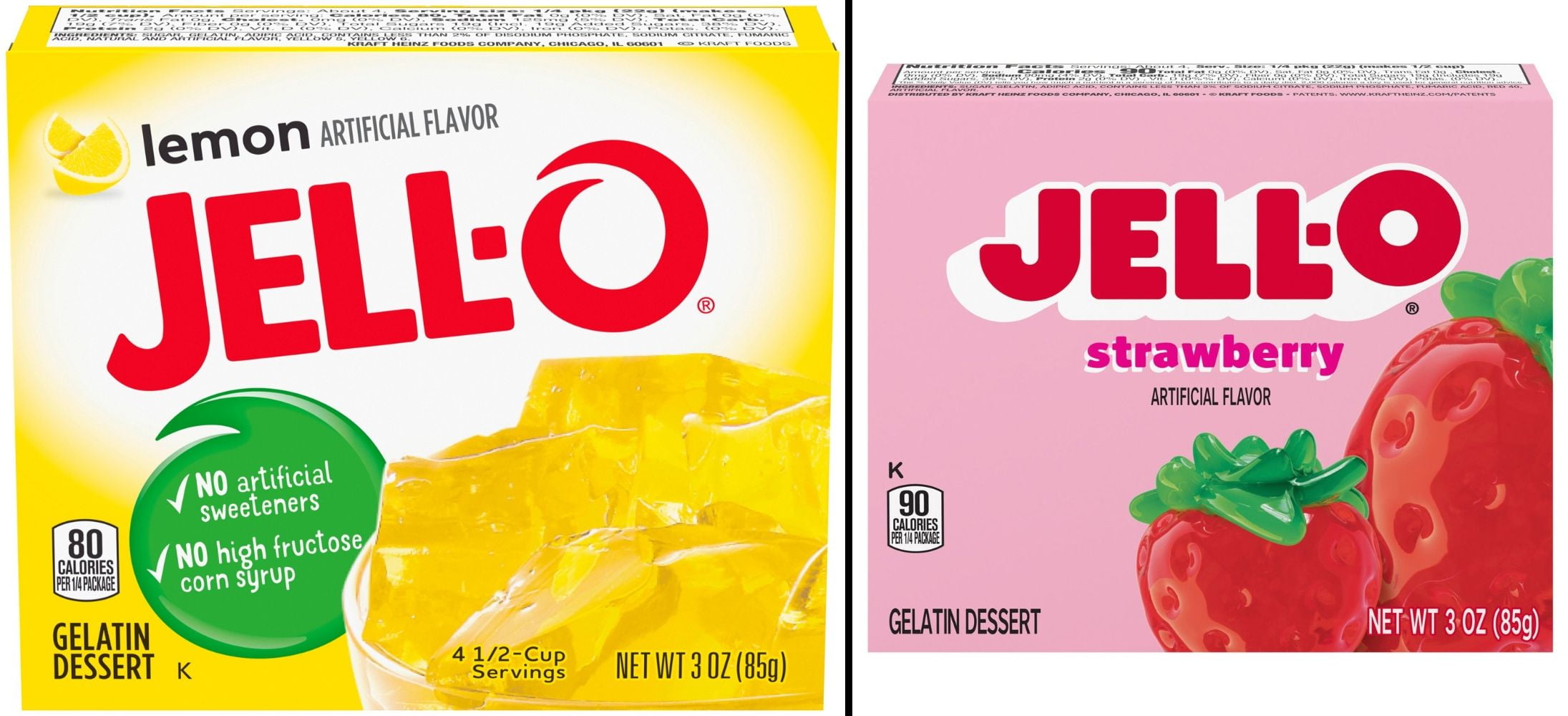 Jell-O Lemon Gelatin Dessert Mix 3 oz & Jell-O Strawberry Gelatin 3 oz ...