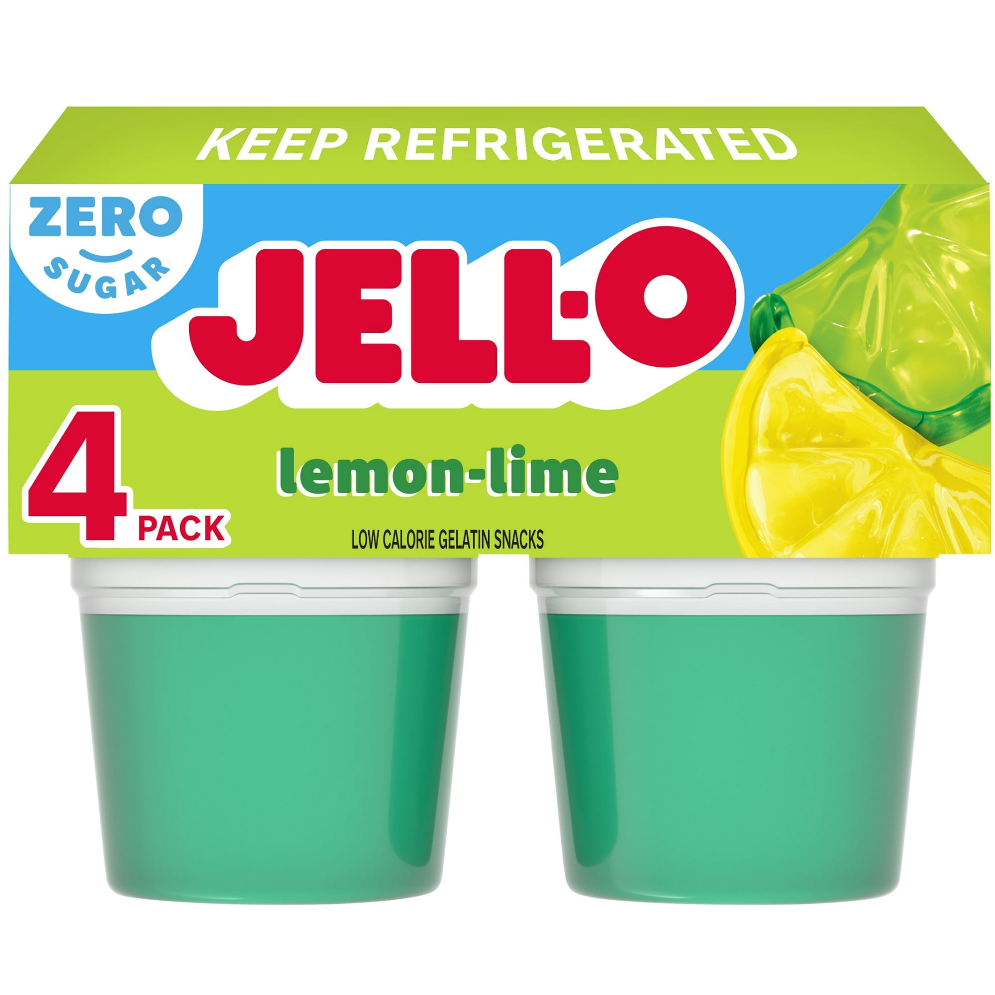 Jell-O Lemon-Lime Artificially Flavored Zero Sugar Ready-to-Eat Gelatin ...