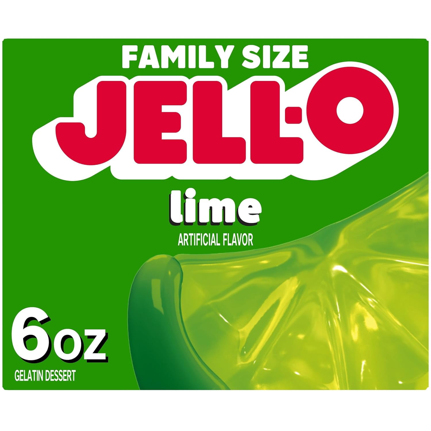 Jell-O Lime Artificially Flavored Gelatin Dessert Mix, Family Size, 6 ...