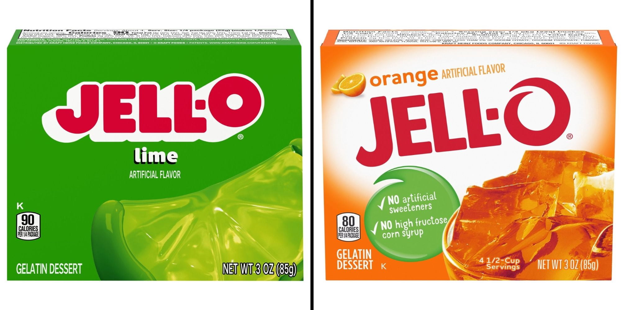 Jell-O Lime Gelatin Dessert Mix 3 oz & Jell-O Orange Gelatin Dessert ...